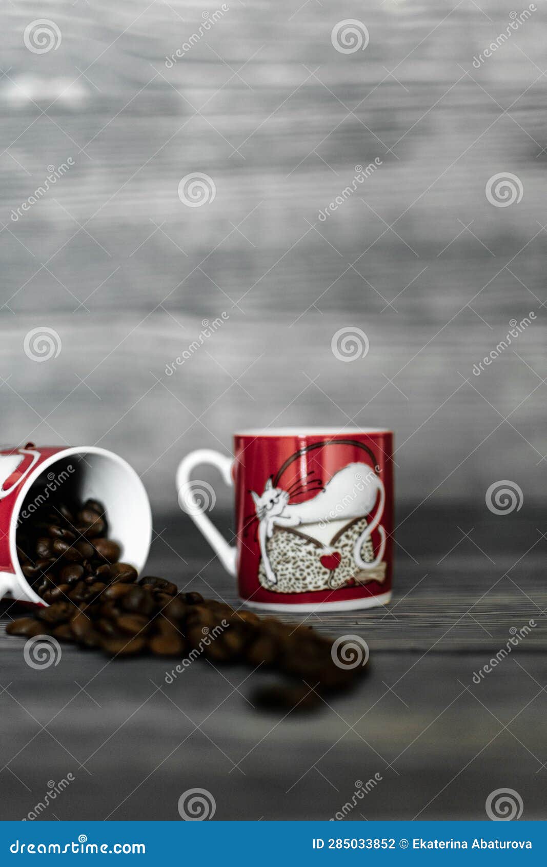 Two Small Red Coffee Cups on a Dark Background Stock Photo - Image of ...