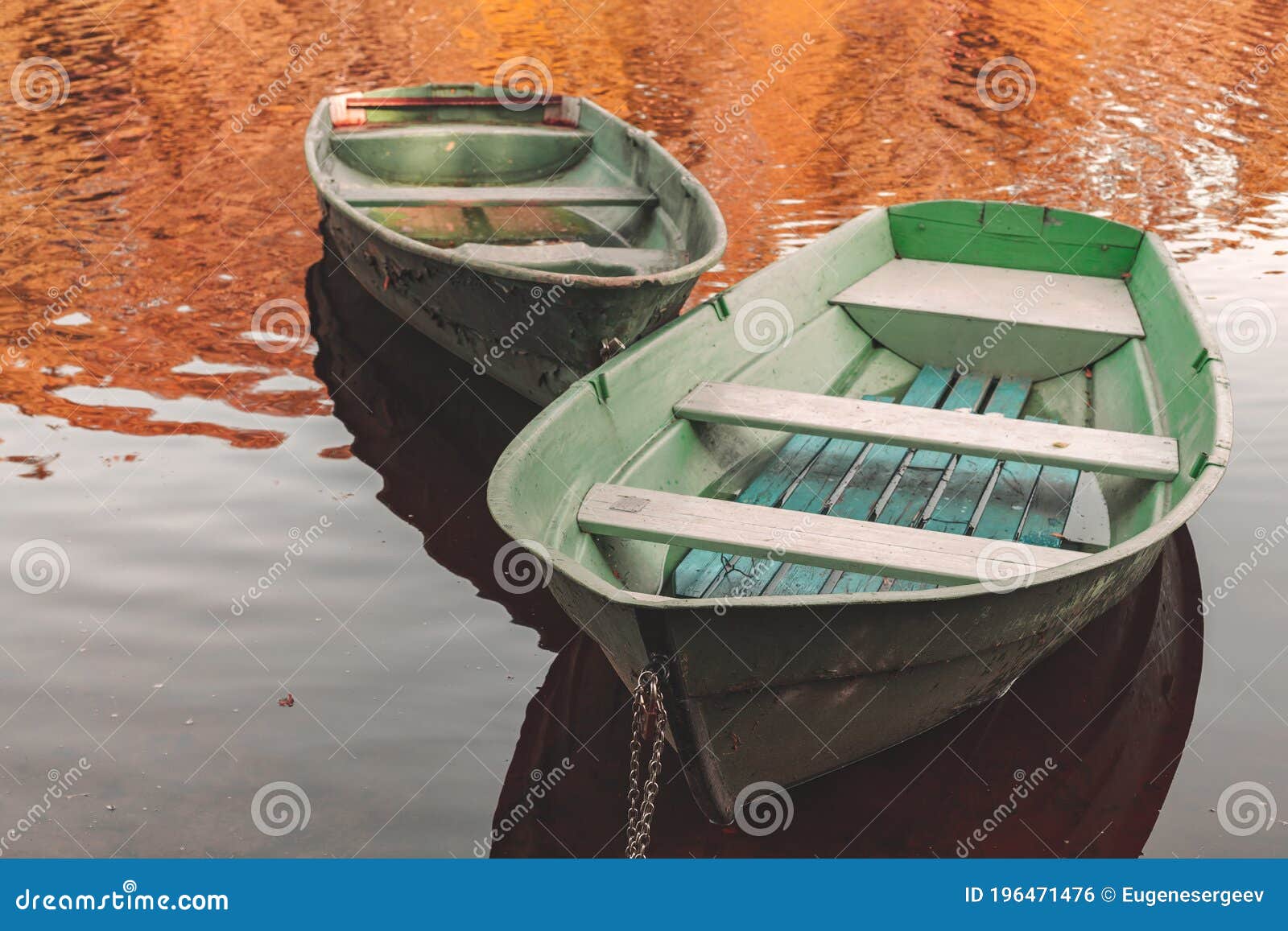 Two Small Rowboats are Anchored at Coast Stock Photo - Image of ...
