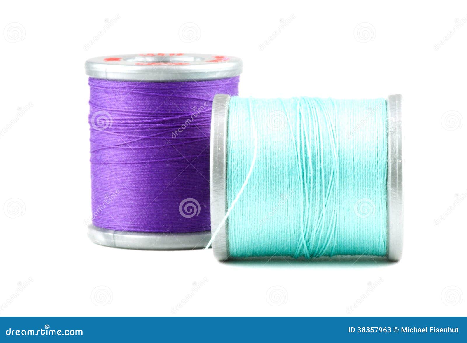 Two Small Spools of Colored Thread Stock Image - Image of needle ...