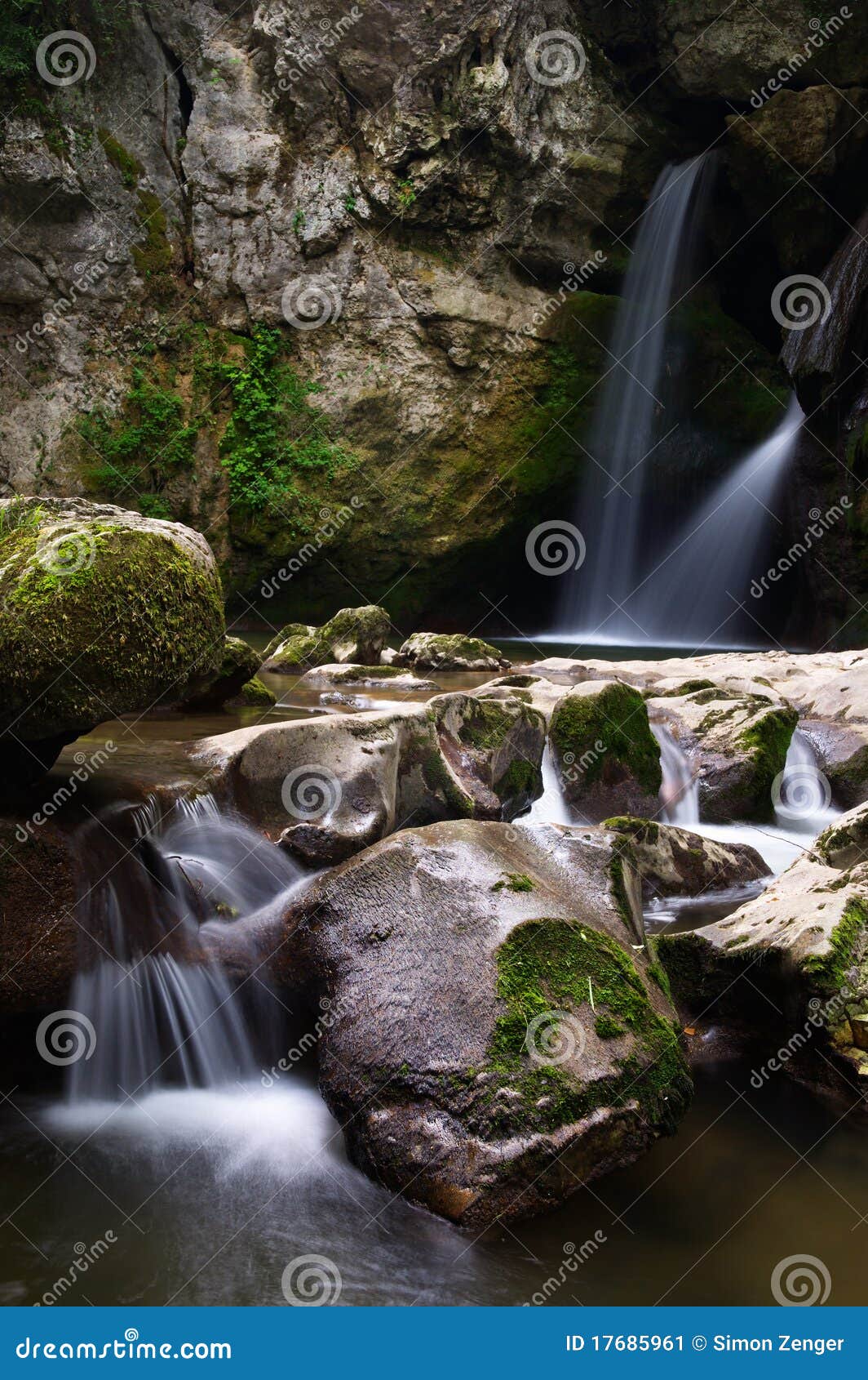 Small Waterfalls With Green Background Royalty-Free Stock Photography ...