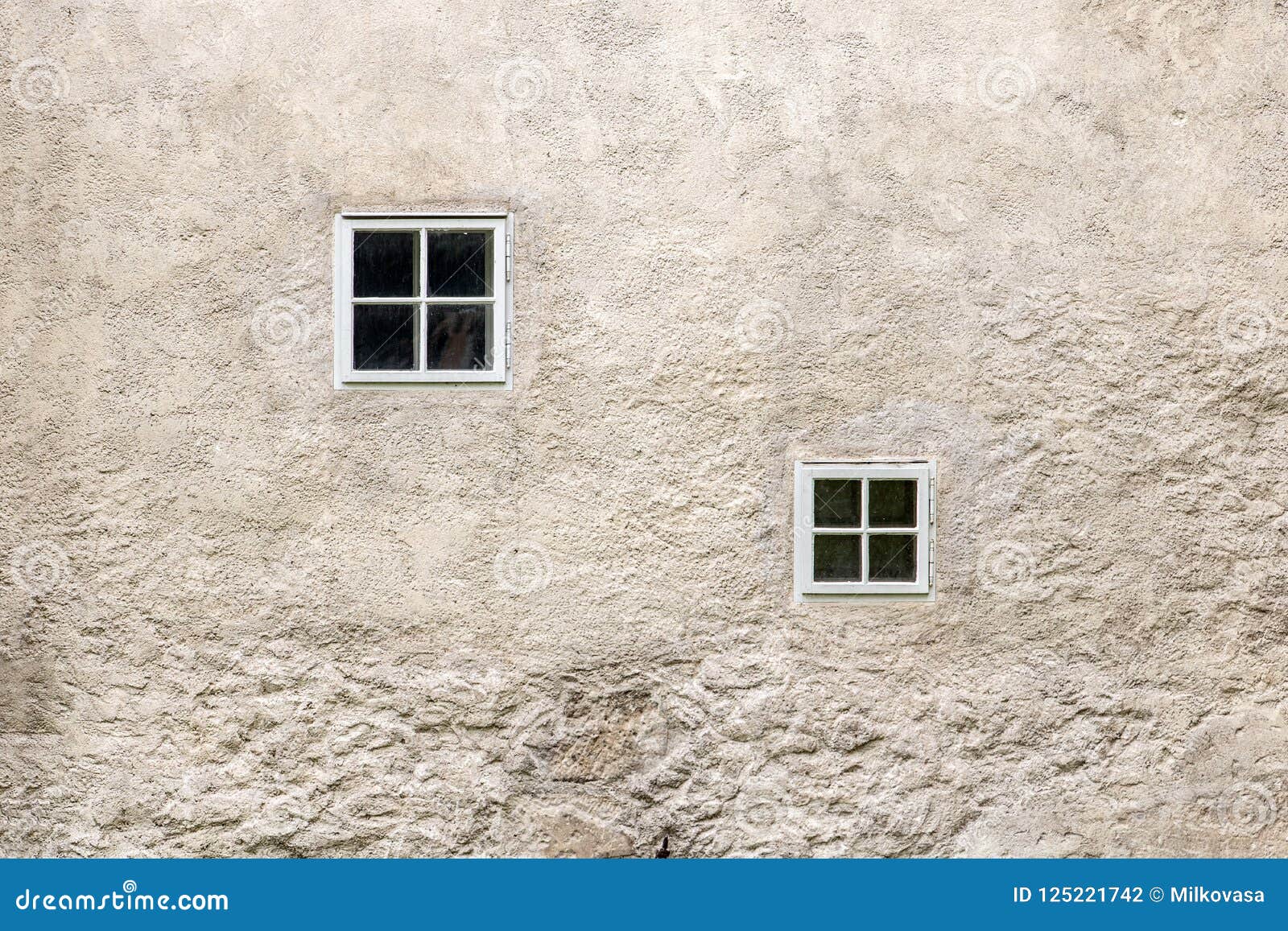 Two Small Windows on a Facade Stock Photo - Image of style, texture ...