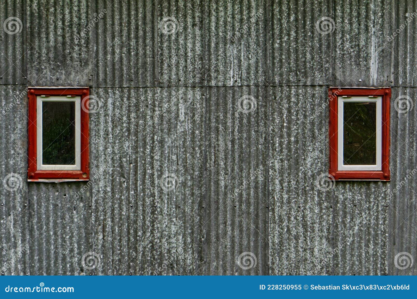 Two windows with red frame stock image. Image of brown - 228250955