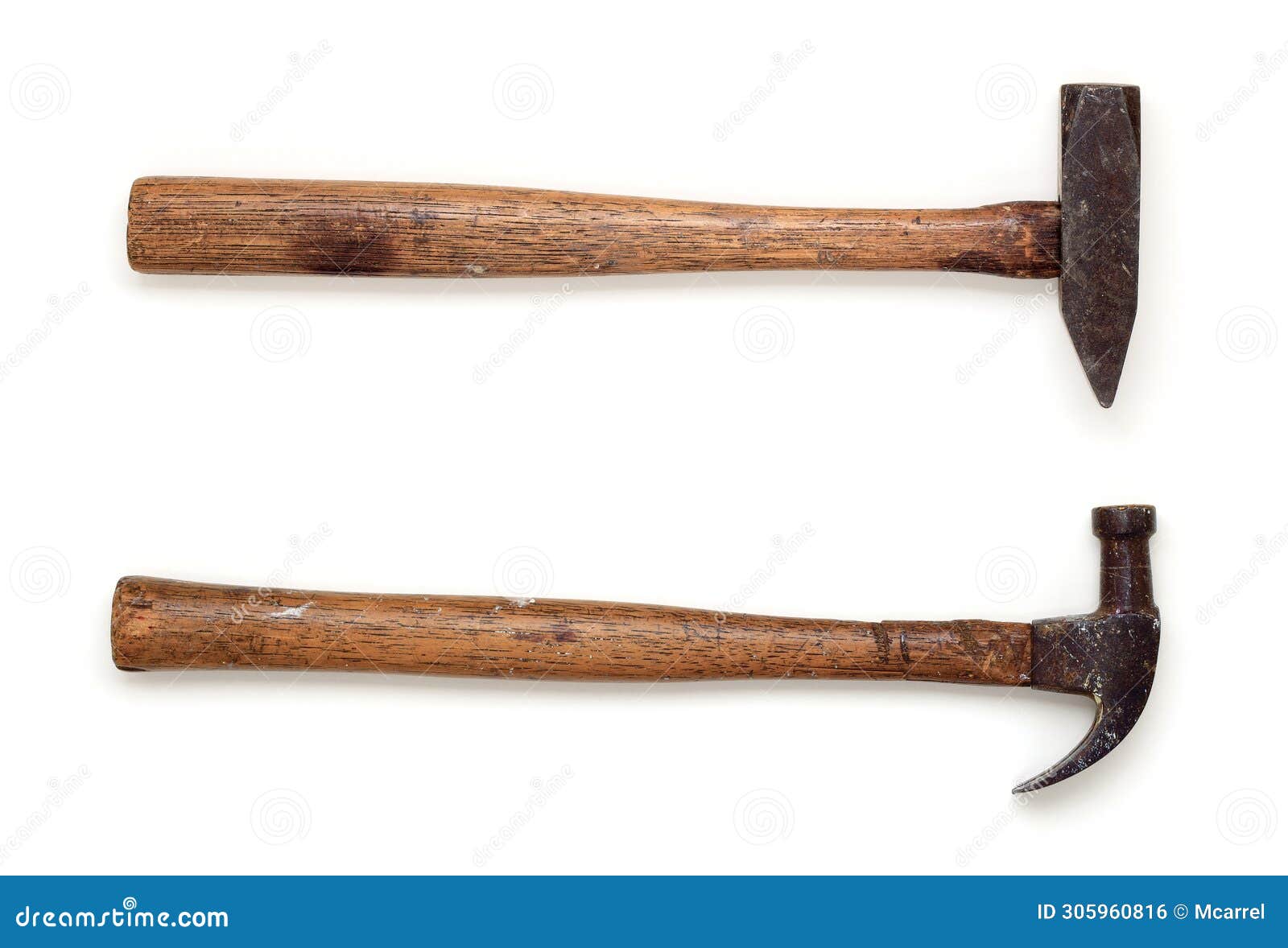 Two Small Wooden Handled Hammers Stock Photo - Image of isolated ...