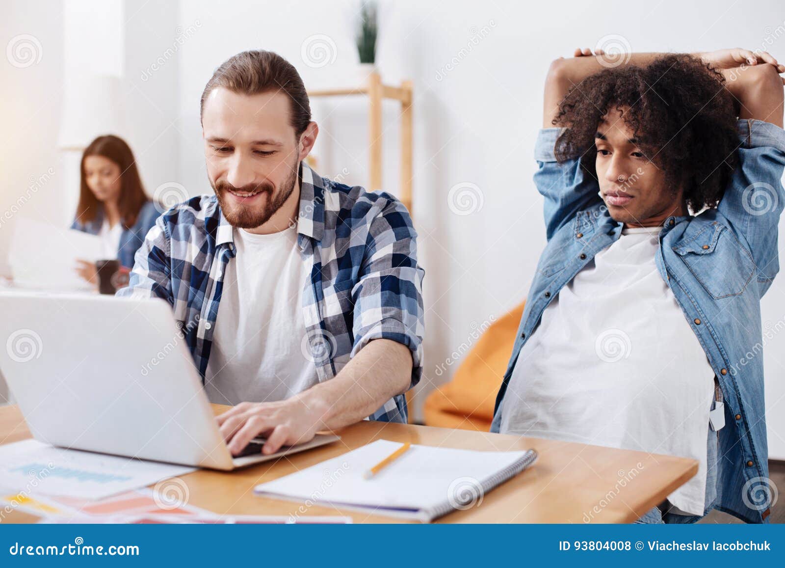 Two Smart Buddies Working on a Group Project Stock Photo - Image of ...