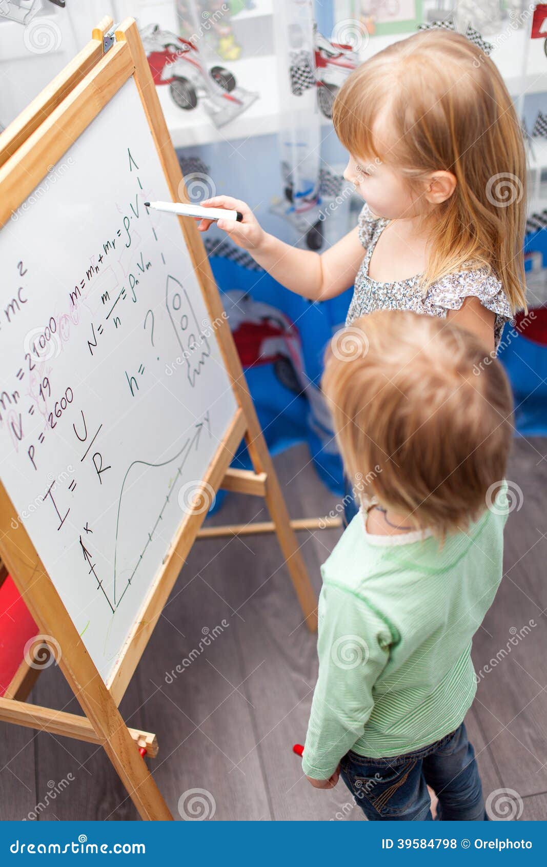 Two smart children stock photo. Image of school, chalk - 39584798