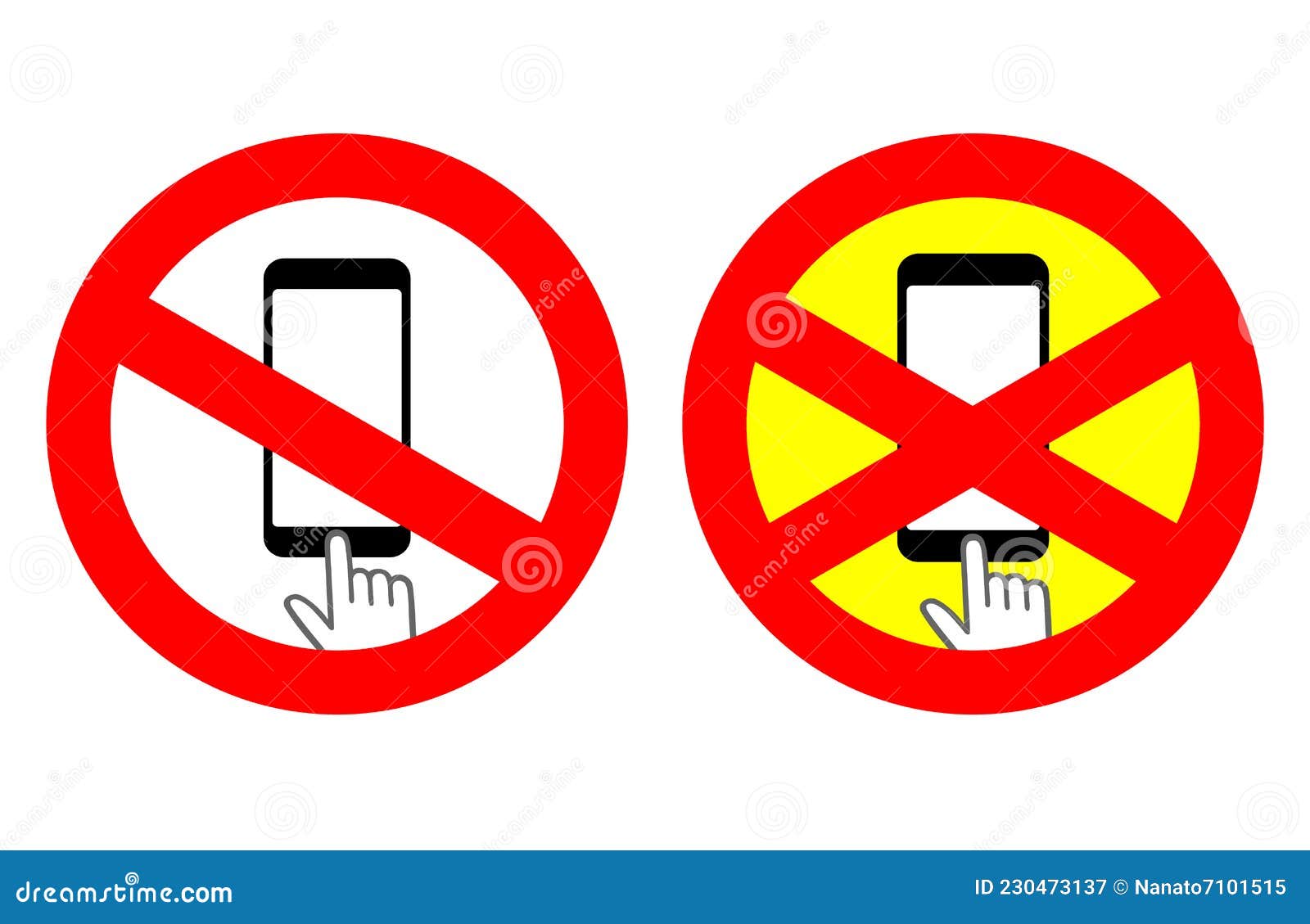 Two Smartphone Bans and Hand Mockup Graphics Stock Vector ...