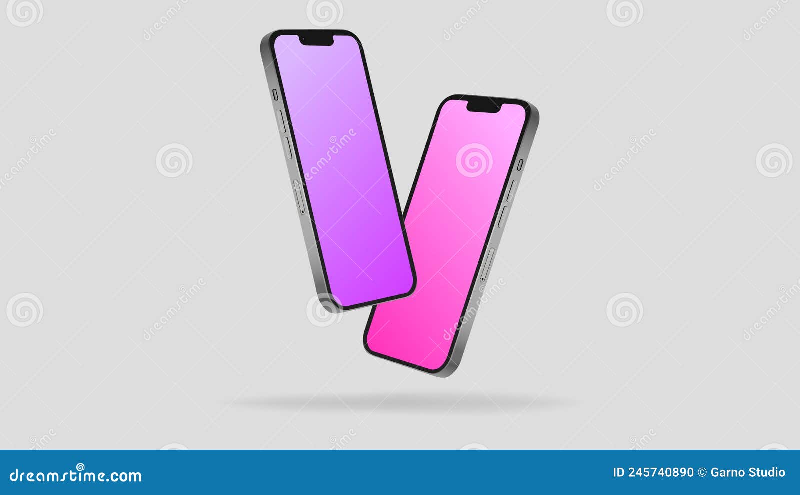 Two Smartphones in Diagonal Angle. Editable Mockup Stock Vector ...