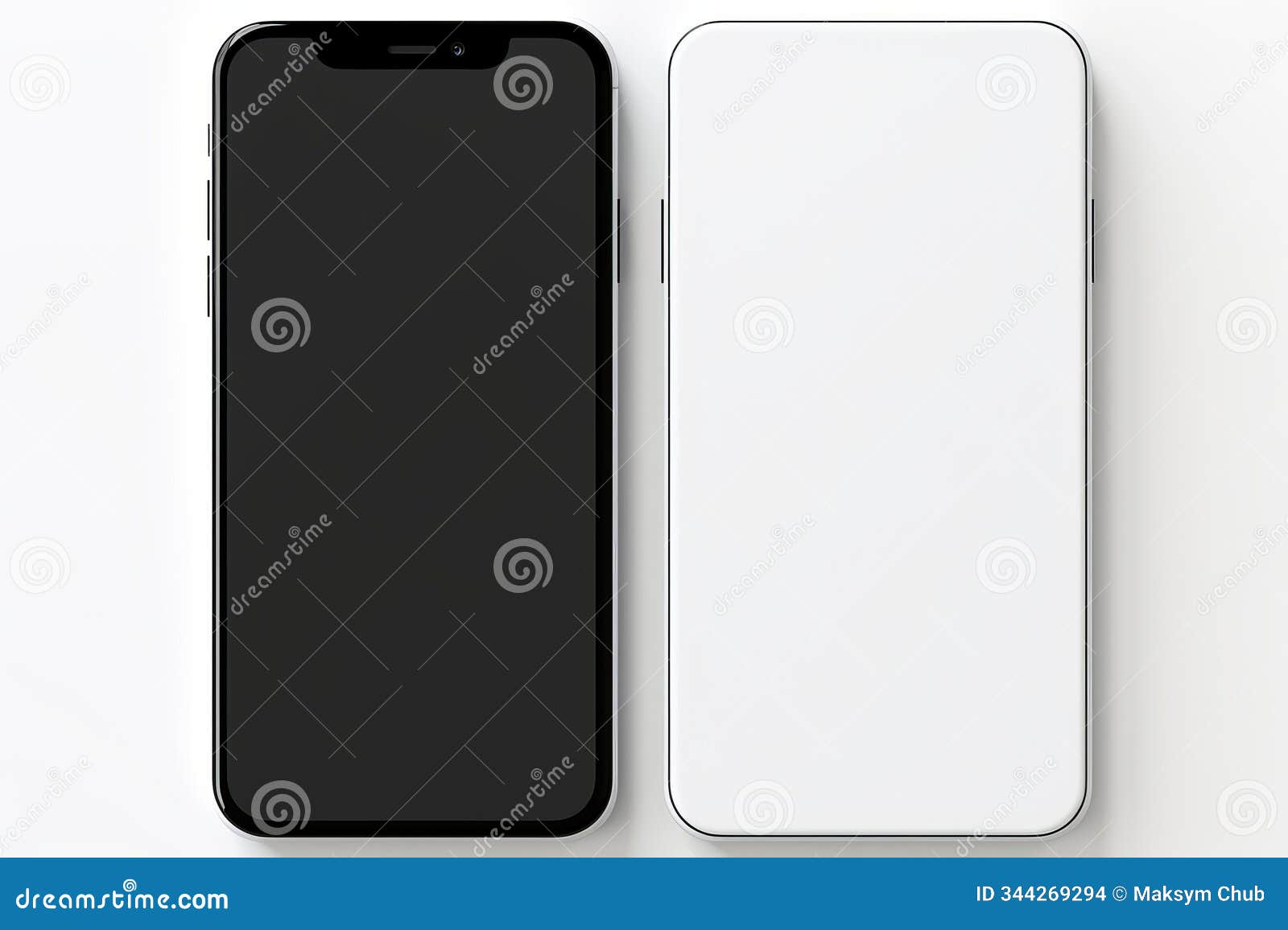 Two Smartphones Side by Side, One on and One Off, Highlighting Design ...