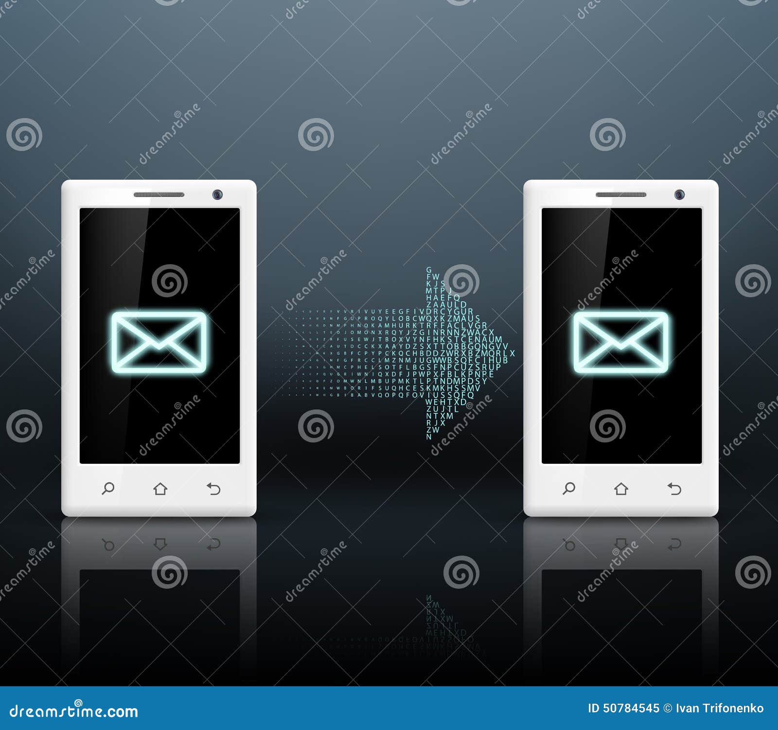 Two Smartphones Transmit Messages Stock Vector - Illustration of icon ...