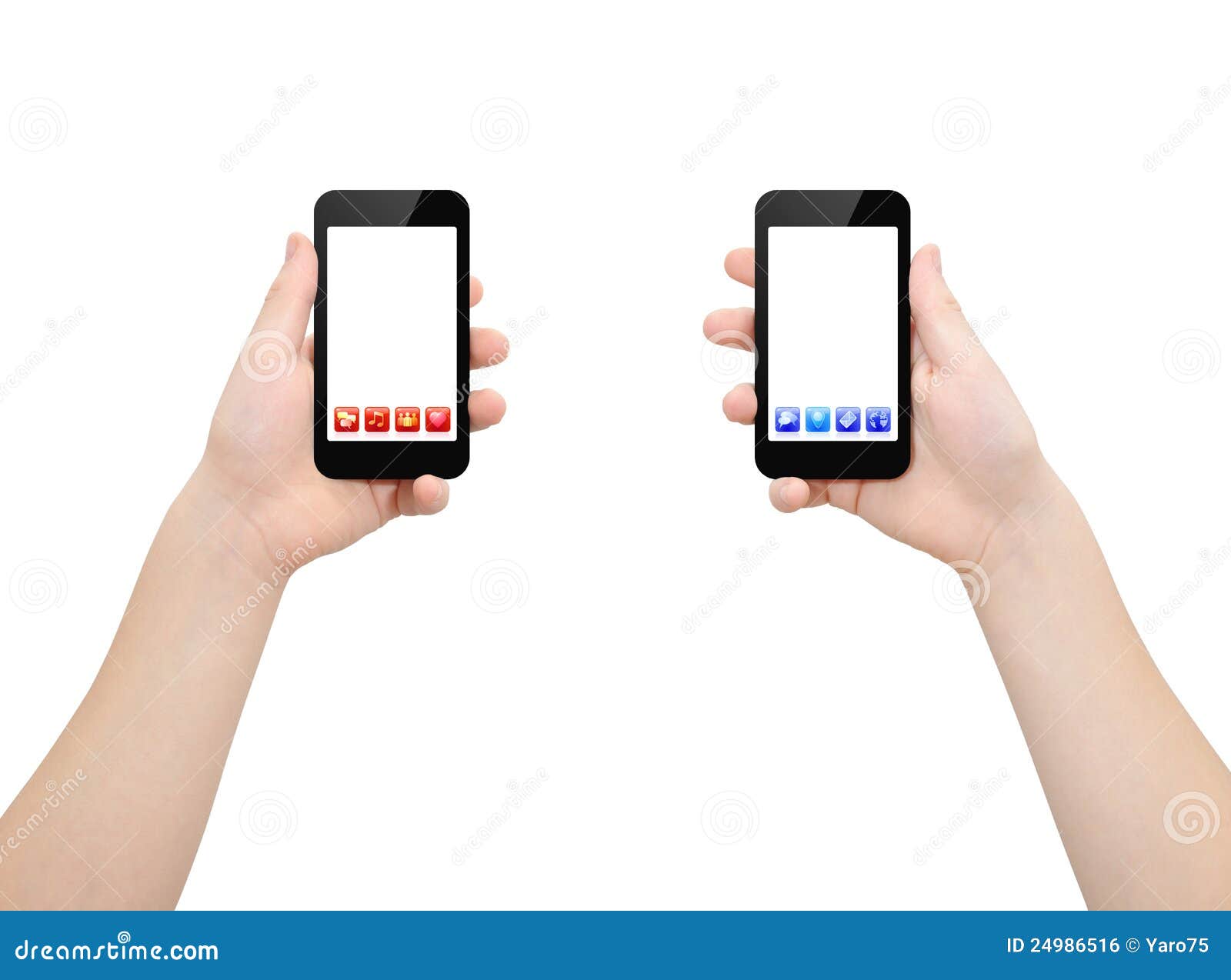 Two Smartphones In Two Hands Stock Illustration - Image: 24986516
