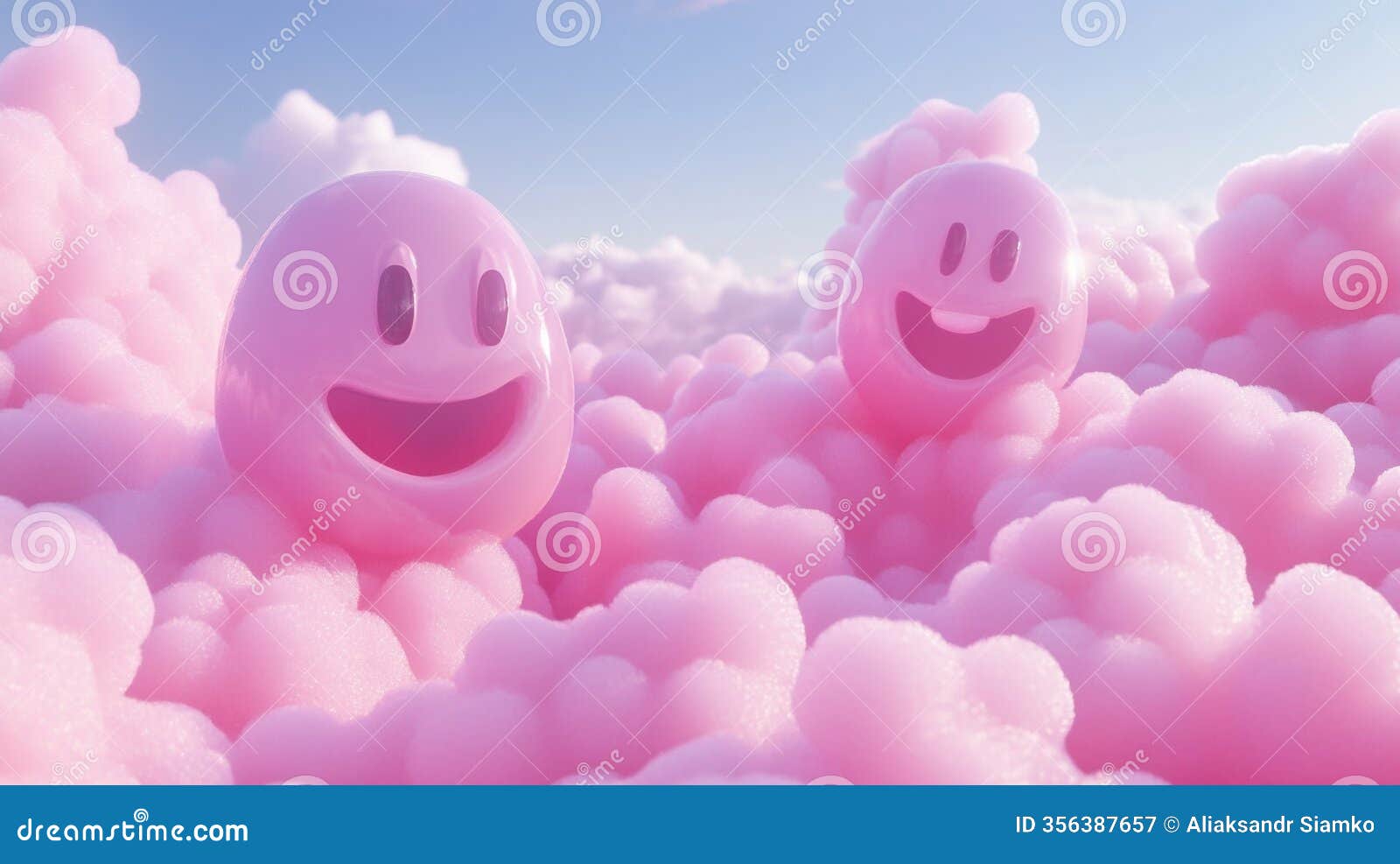 Two Smiley Faces are in a Cloud Filled Sky Stock Illustration ...