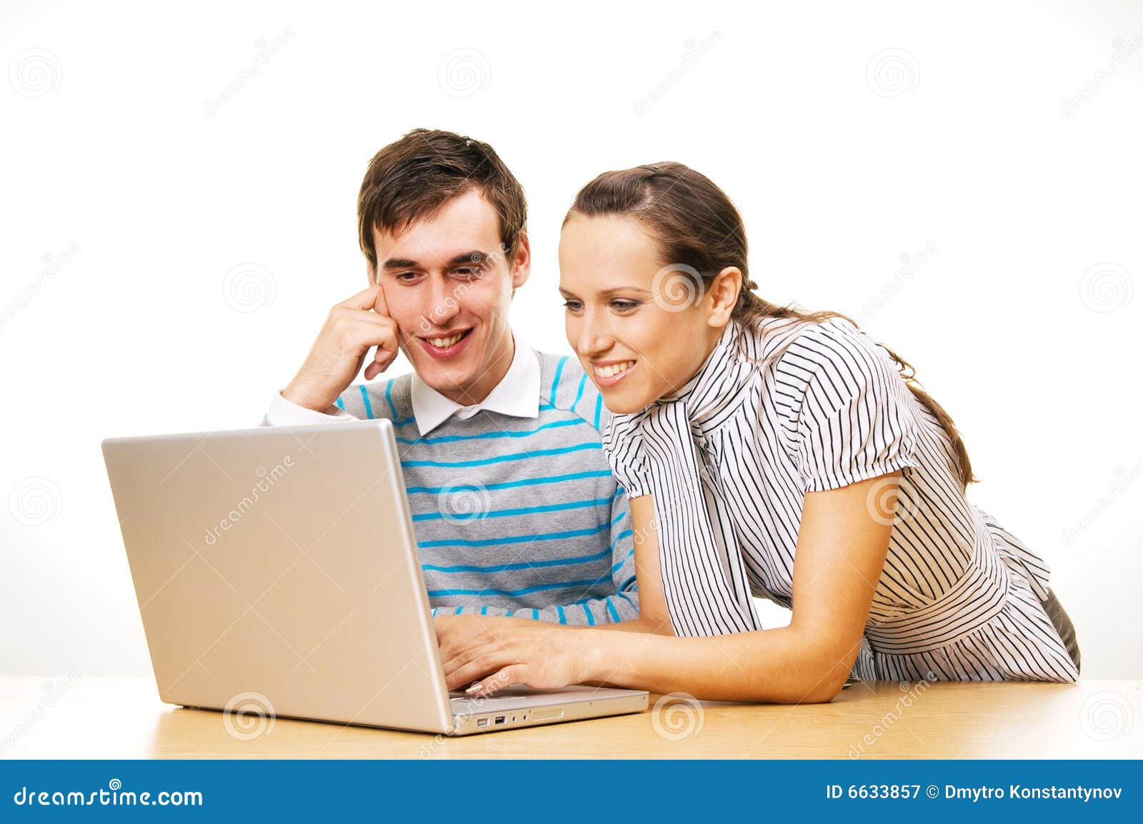 Two Smiley Students with Laptop Stock Image - Image of face, people ...