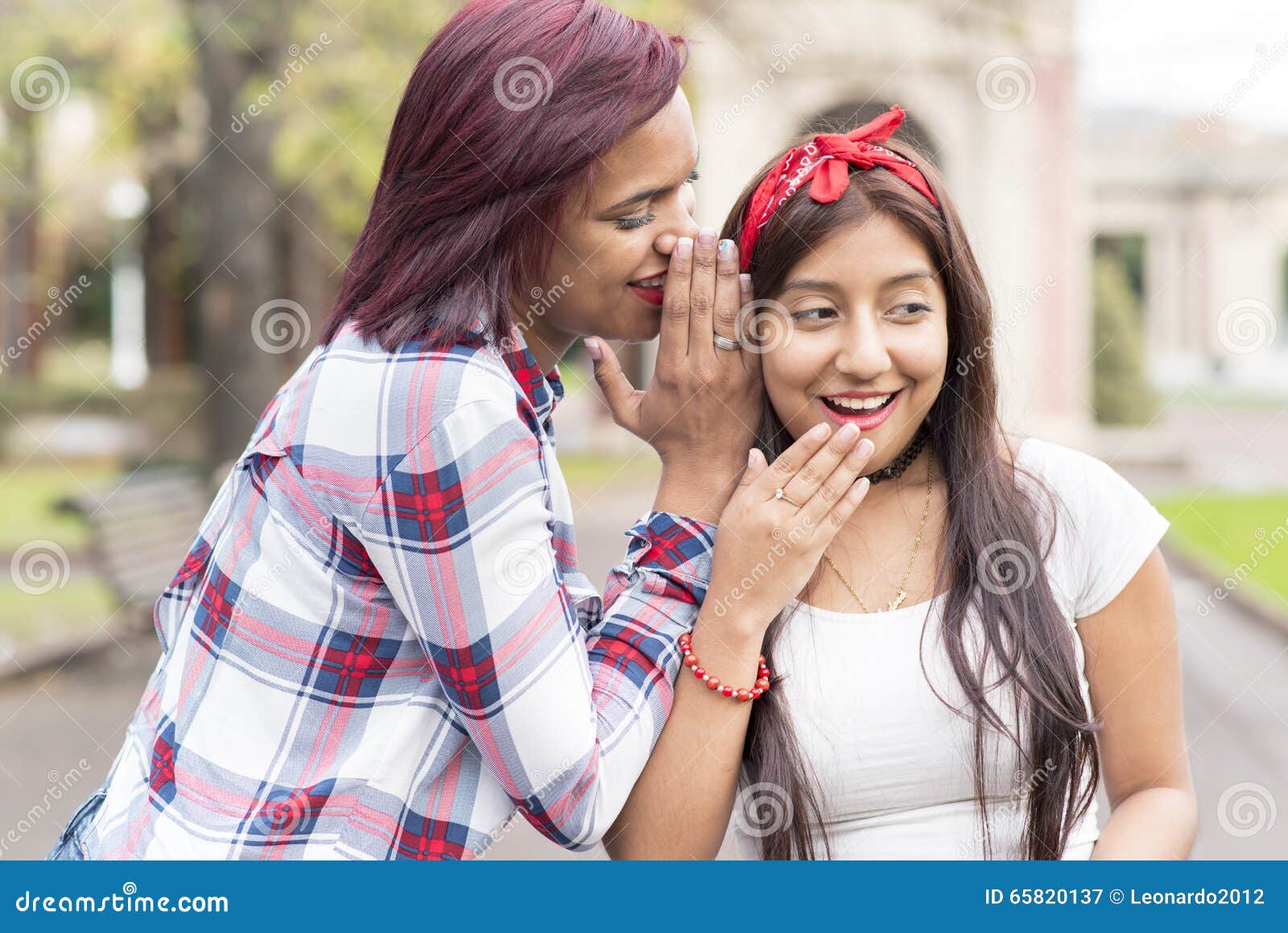 Two Smiling Best Friends with Surprised Face Joking. Stock Image ...