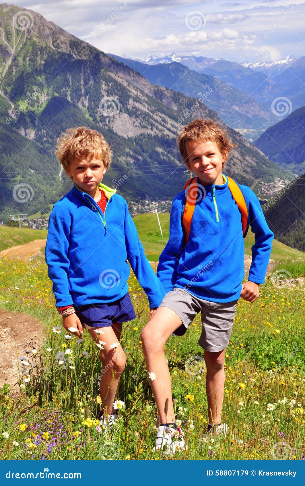 Two Smiling Boys in Mountains Stock Image - Image of italy, valley ...