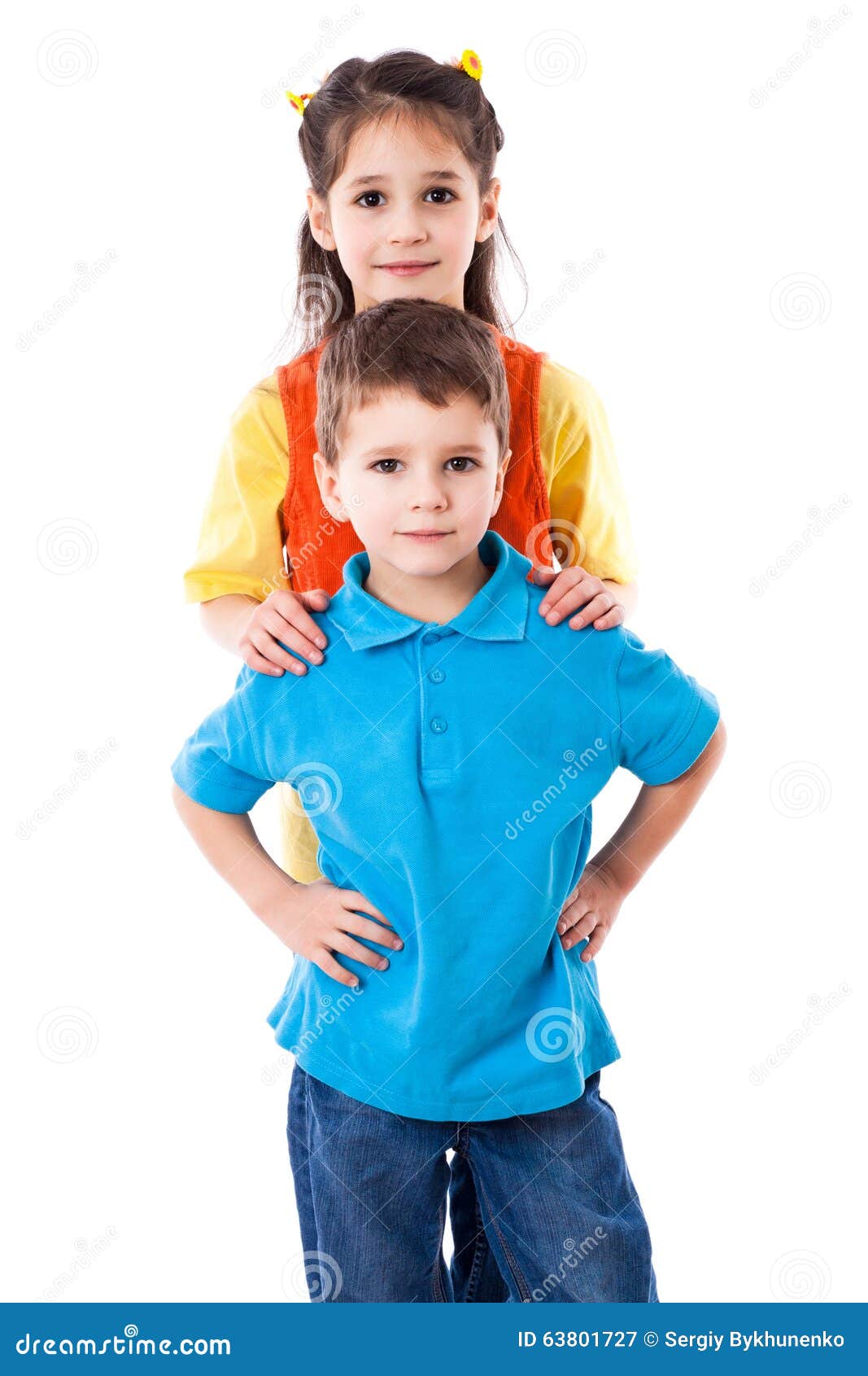 Two Smiling Children Standing Together Stock Image - Image of joke ...