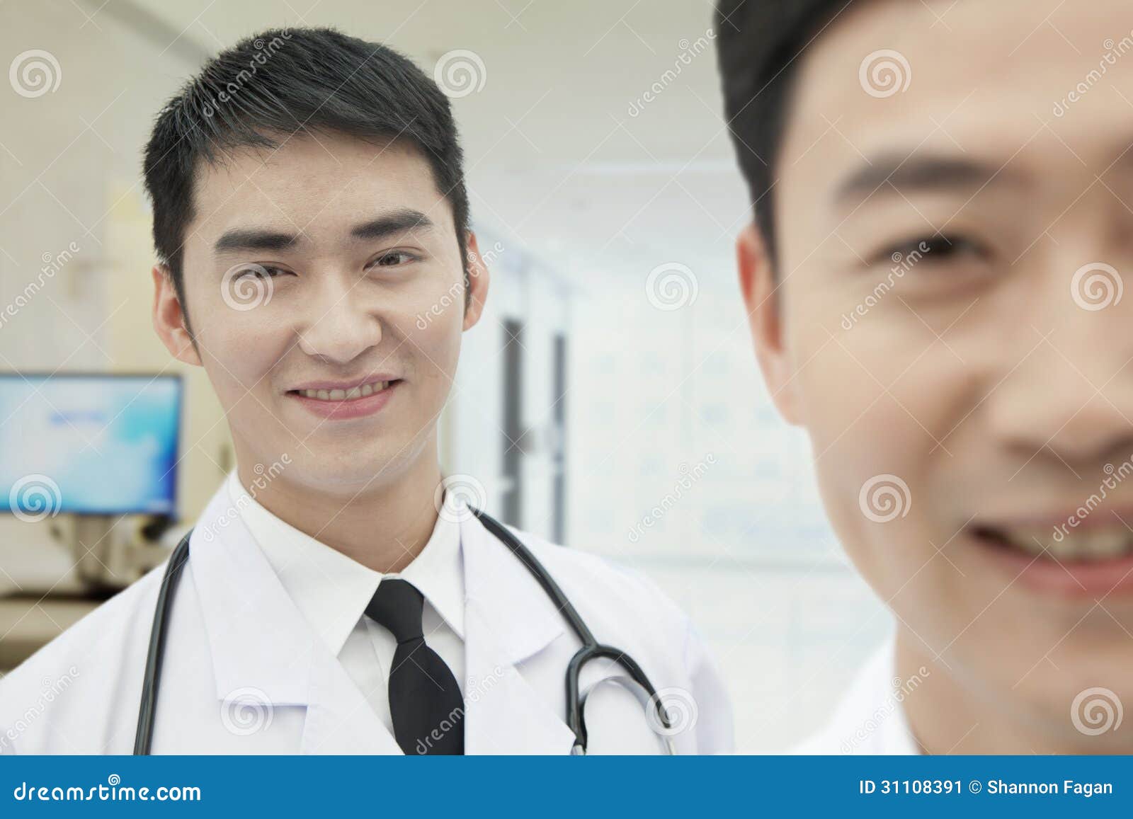 Two Smiling Doctors in Hospital, Portrait Stock Image - Image of head ...