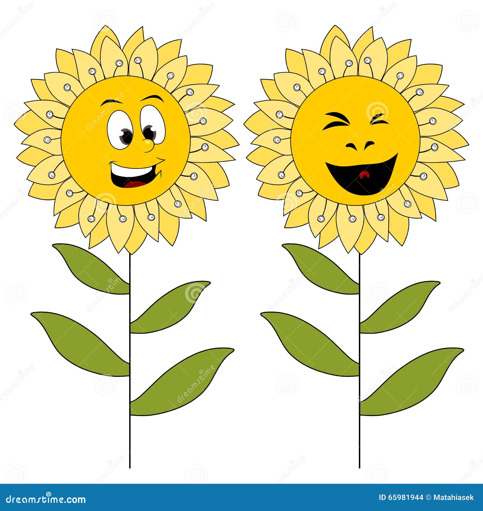 Two Smiling Flowers Isolated on White Stock Vector - Illustration of ...