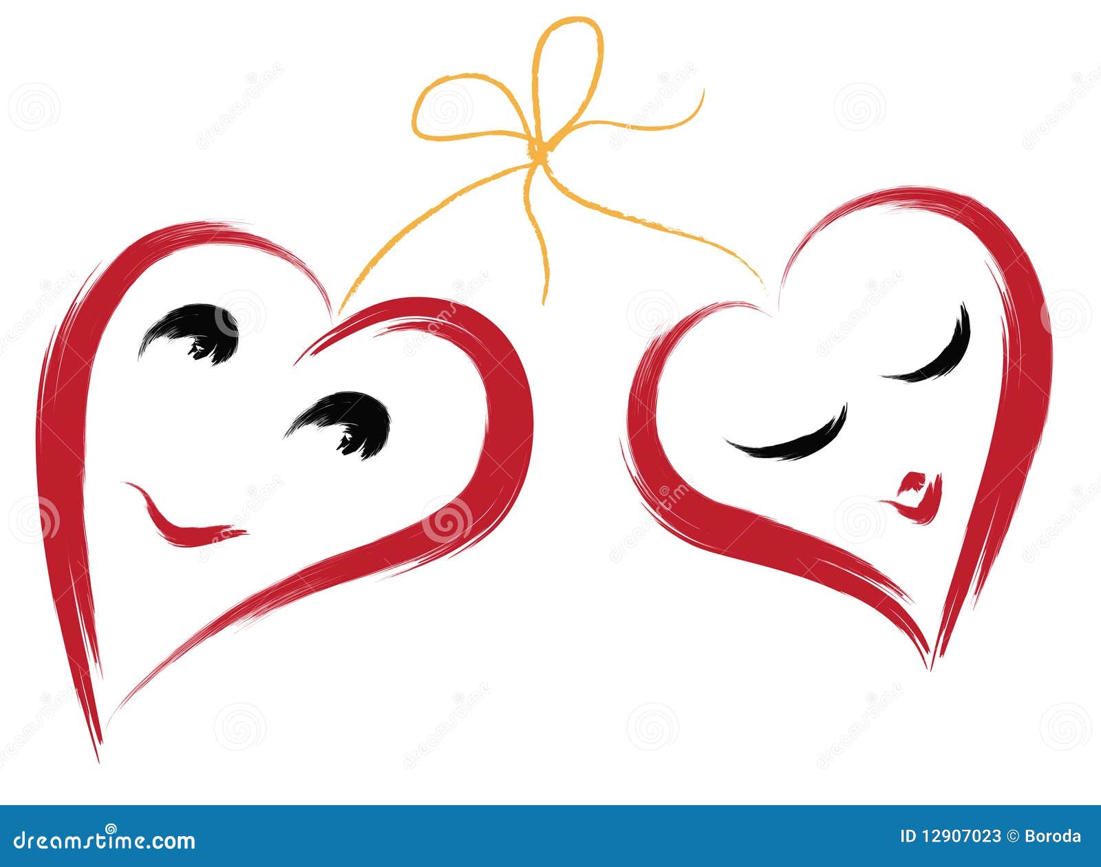 Two smiling hearts stock vector. Illustration of valentine - 12907023