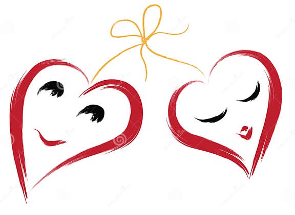 Two smiling hearts stock vector. Illustration of valentine - 12907023