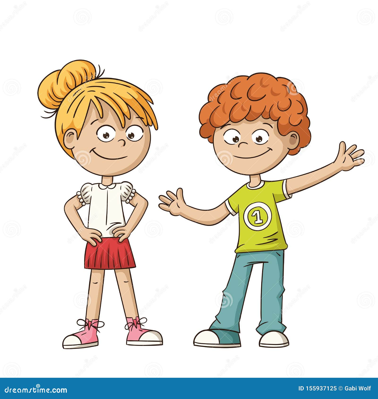 Two Smiling Kids stock vector. Illustration of child - 155937125