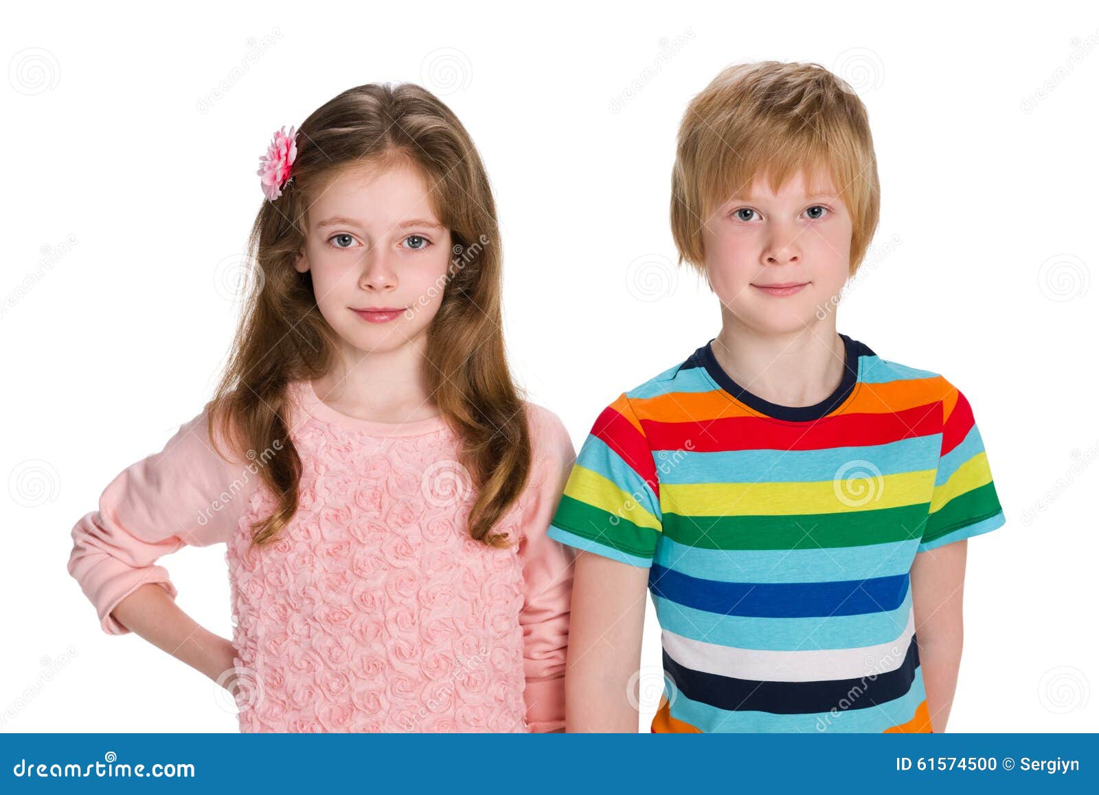Two smiling kids stock photo. Image of girl, caucasian - 61574500