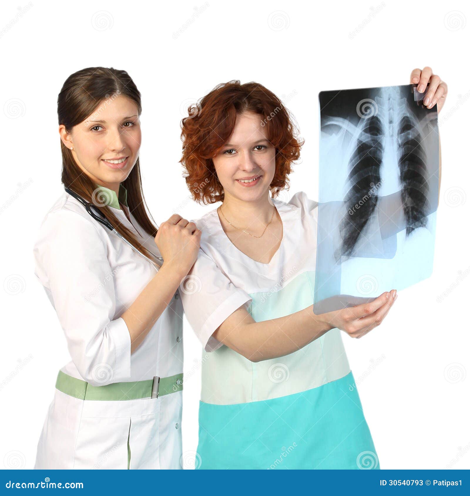 Two Smiling Nurses with X-ray Stock Image - Image of uniform, nurse ...
