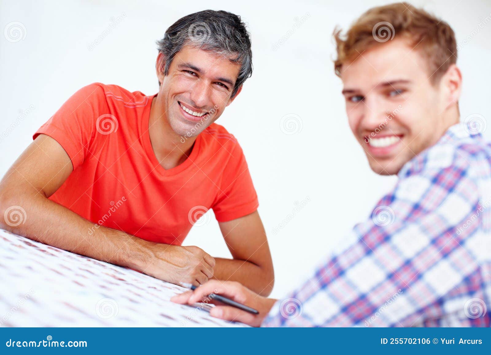 Two Smiling Photographers. Portrait of Two Photographers Looking at You ...