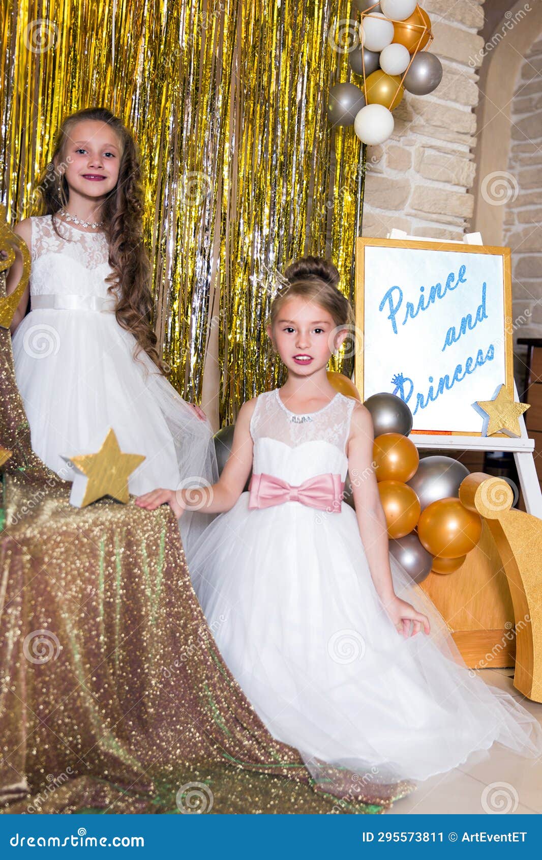 Two Charming Princesses at Birthday Celebration Stock Image - Image of ...