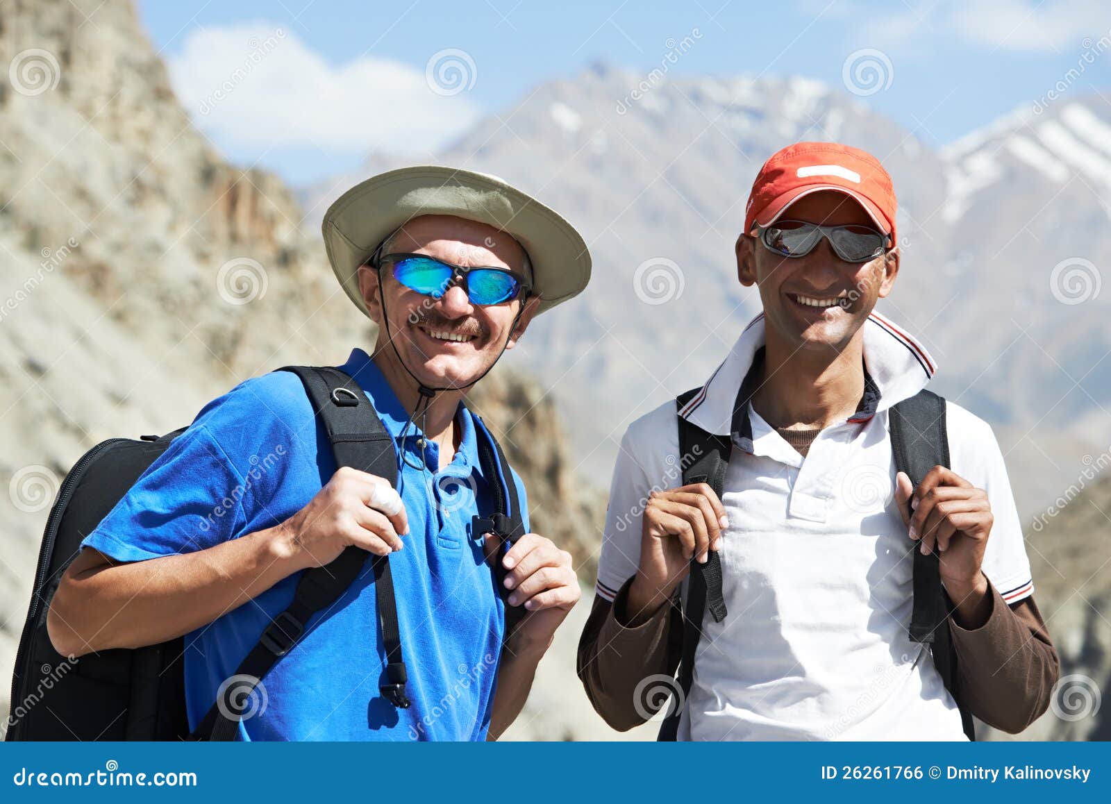Two Smiling Tourist Hiker in India Mountains Stock Photo - Image of ...