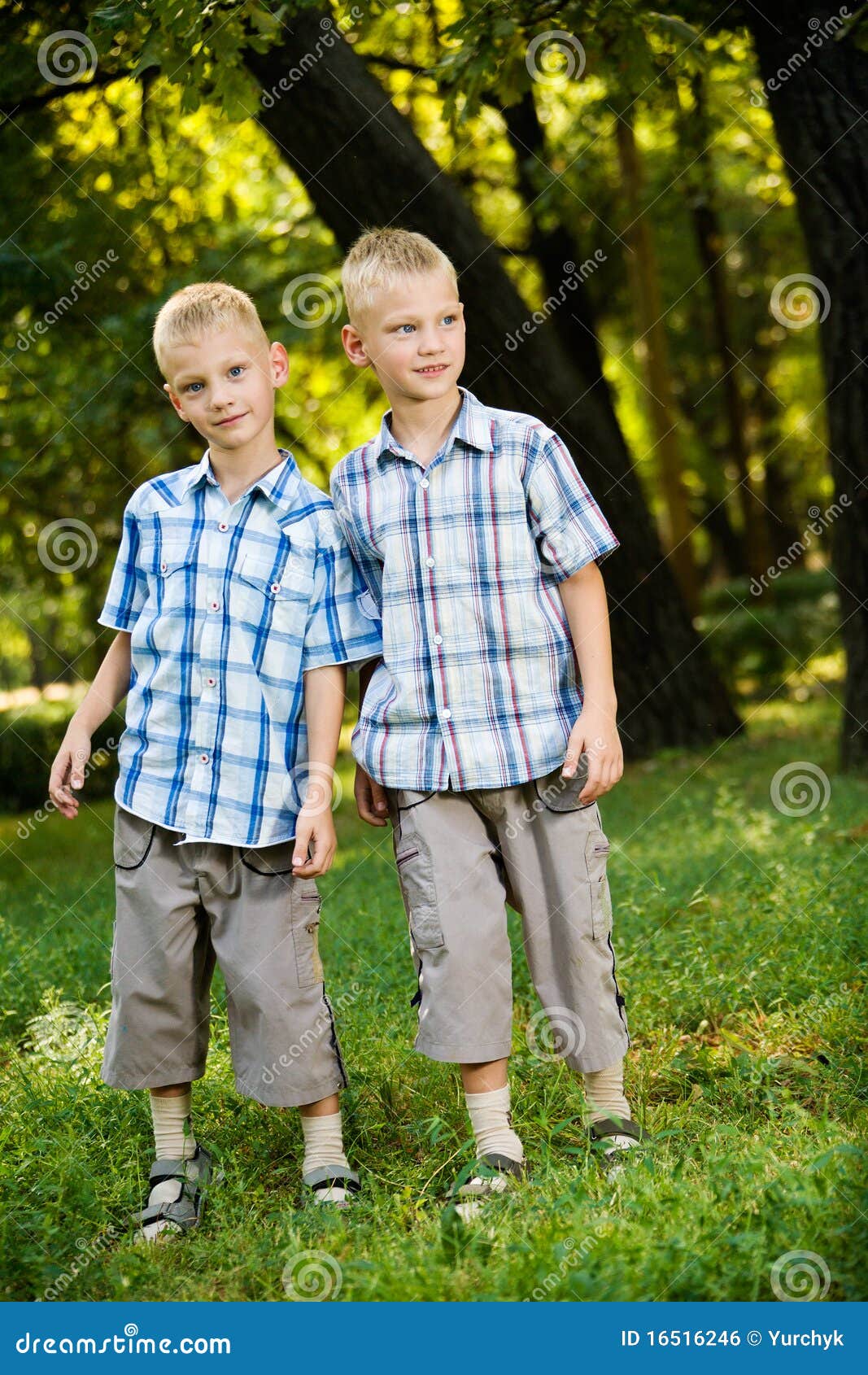 Two Smiling Twin Brothers Portrait Stock Photo - Image of elementary ...