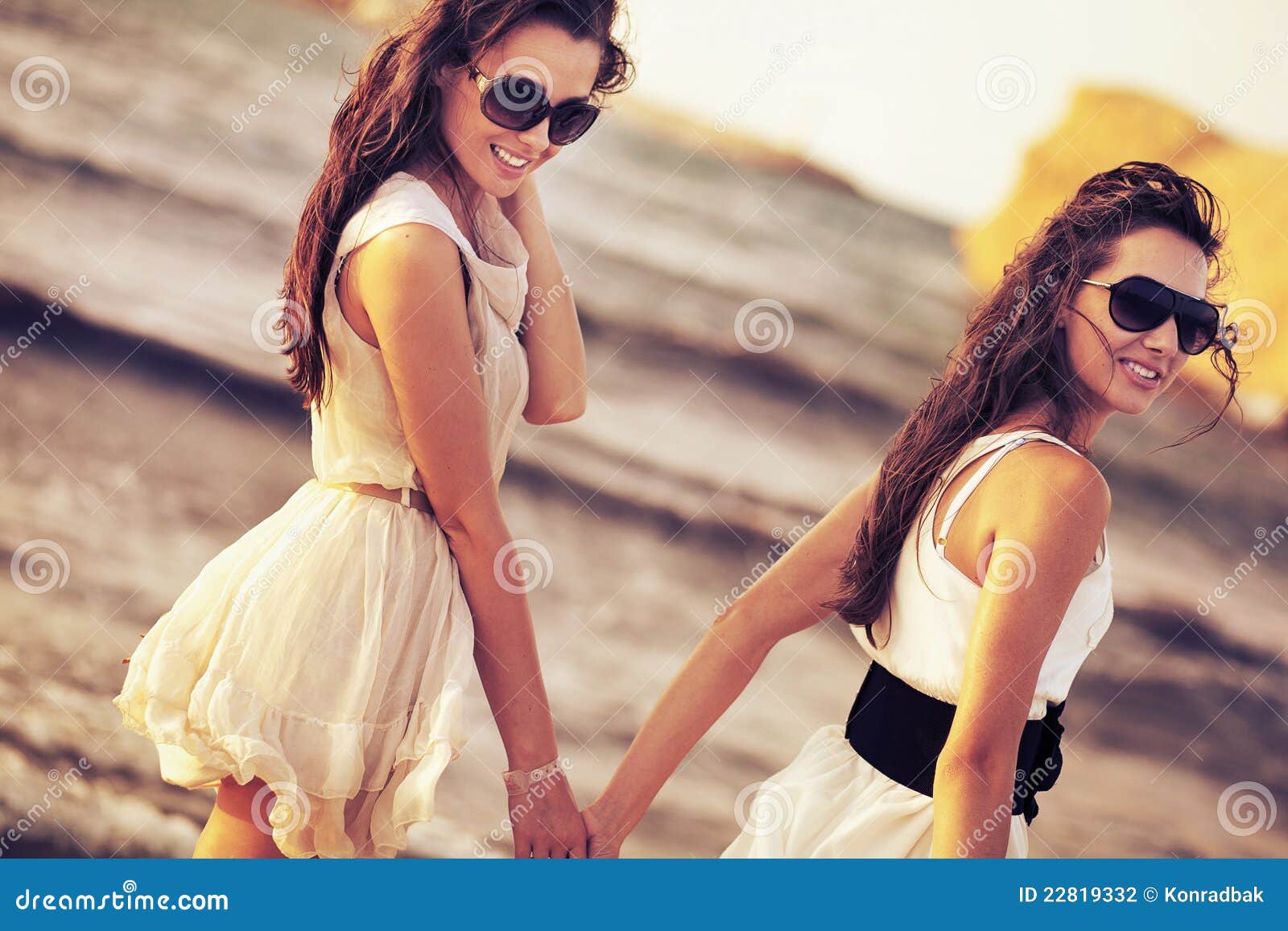 Two smiling woman stock photo. Image of outdoors, cute - 22819332