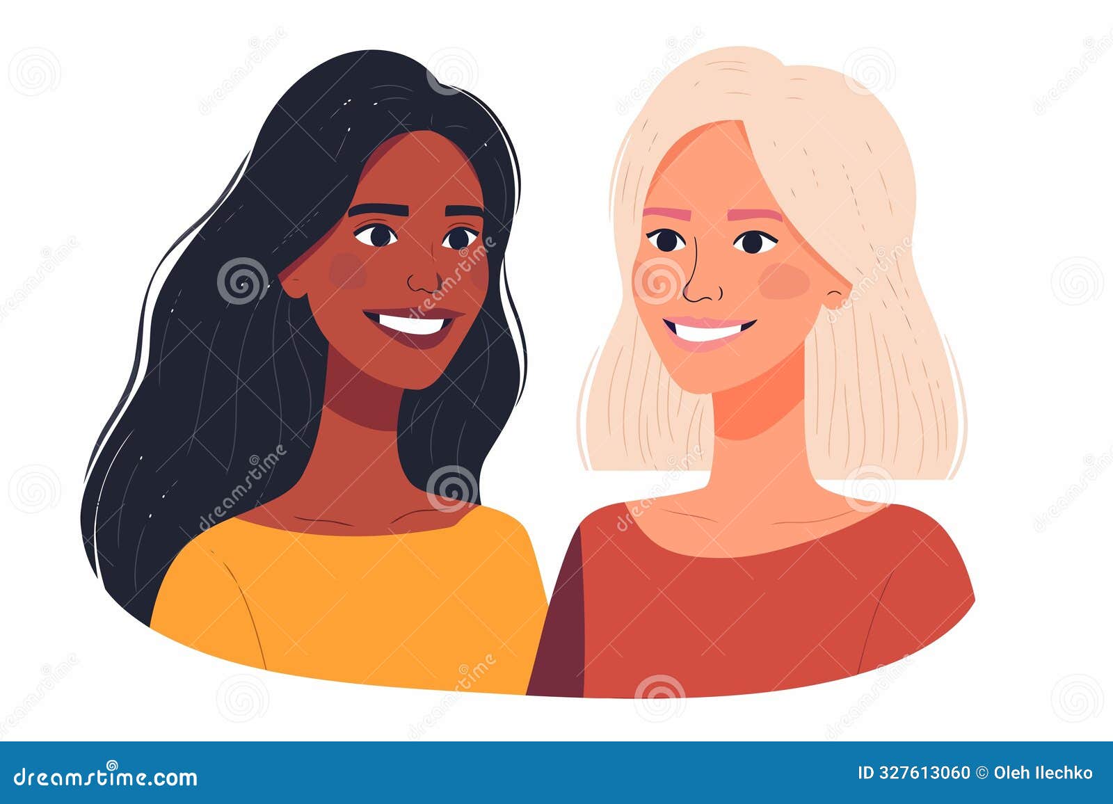 Two Smiling Women Isolated Vector Style Stock Vector - Illustration of ...