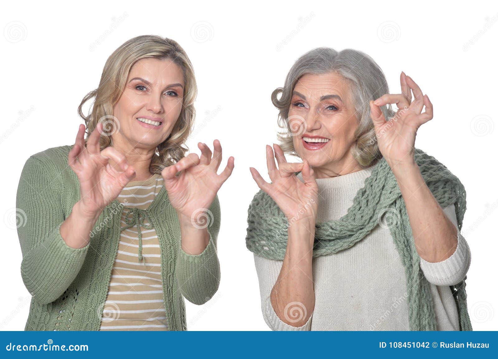 Two smiling women stock photo. Image of isolated, closeup - 108451042