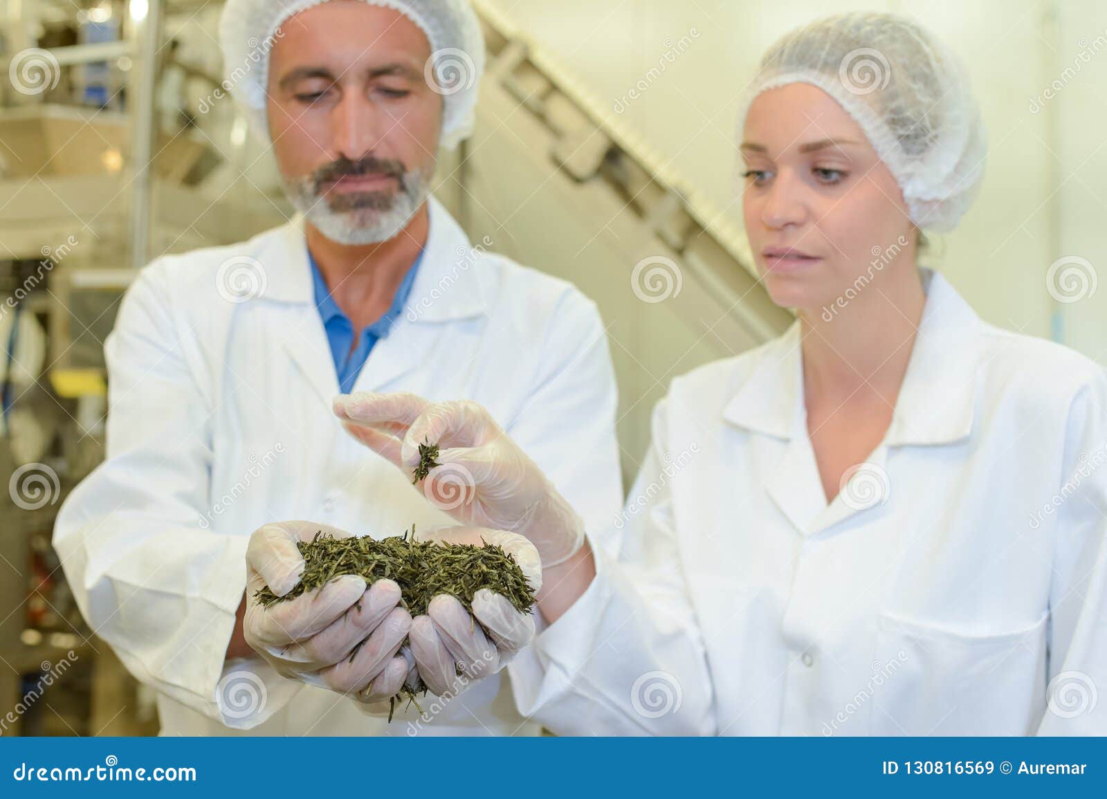 Two Smiling Workers in Lab Coats Stock Image - Image of factory ...