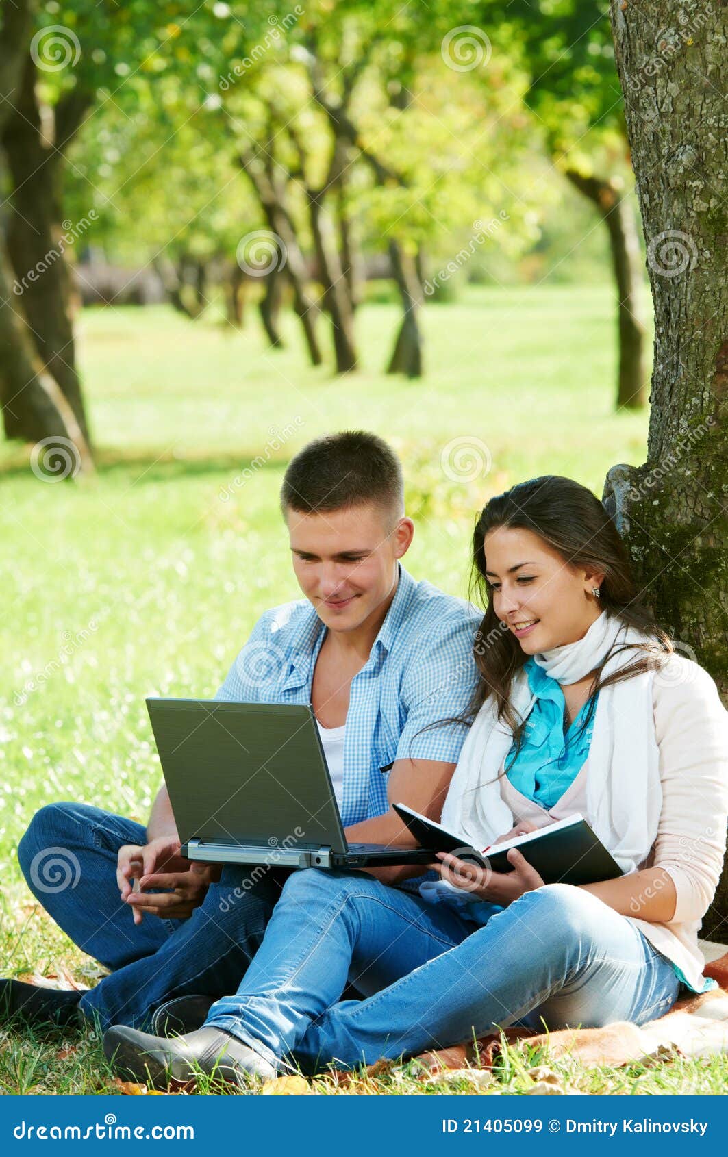 Two Smiling Young Students Outdoors Stock Image - Image of group, happy ...