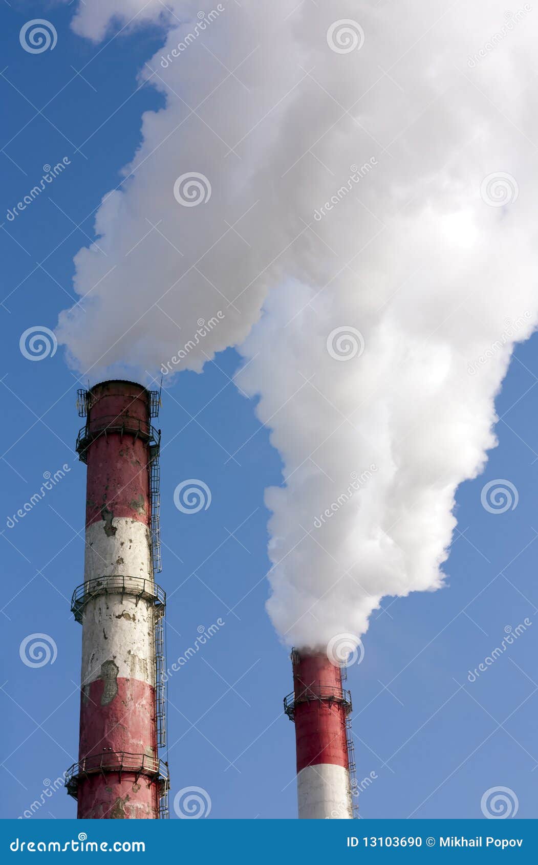 Two smoking towers. stock photo. Image of electricity - 13103690
