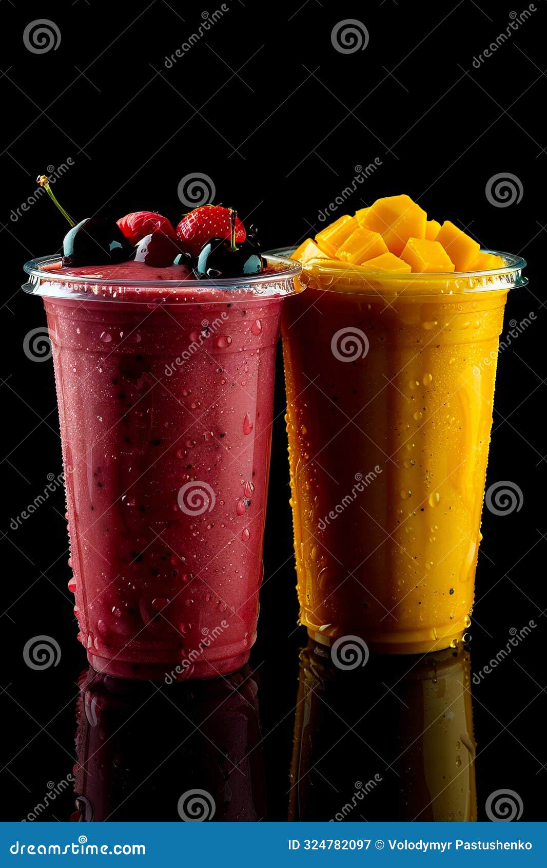 Two Smoothies in Plastic Cups Stock Image - Image of alcoholic, aguas ...