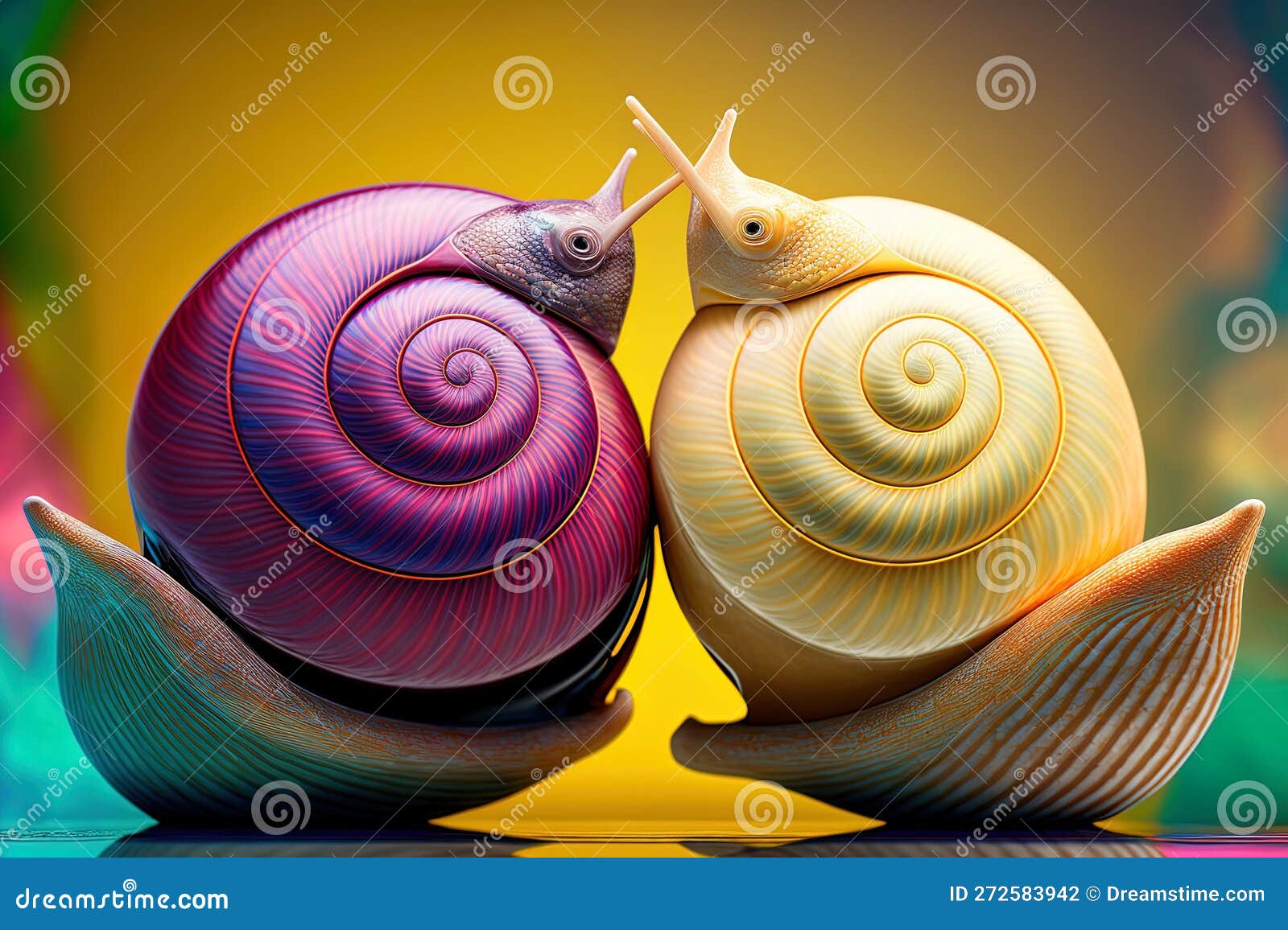 Two Snail in Curves Colorful Macro Photography Series Stock ...