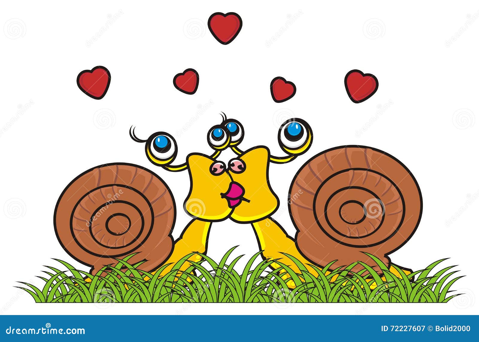 Two snails and many hearts stock illustration. Illustration of ...