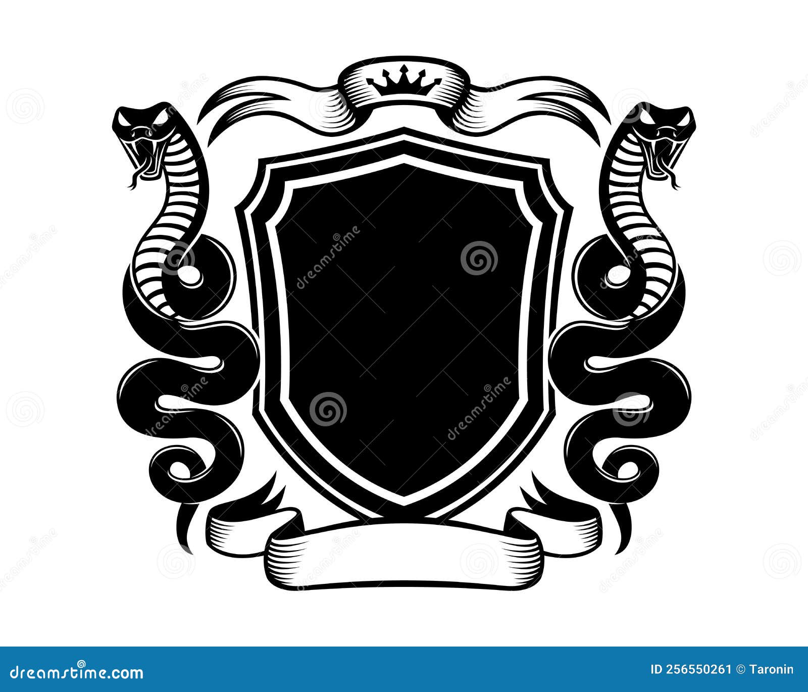 Two snakes and a shield. stock vector. Illustration of decor - 256550261