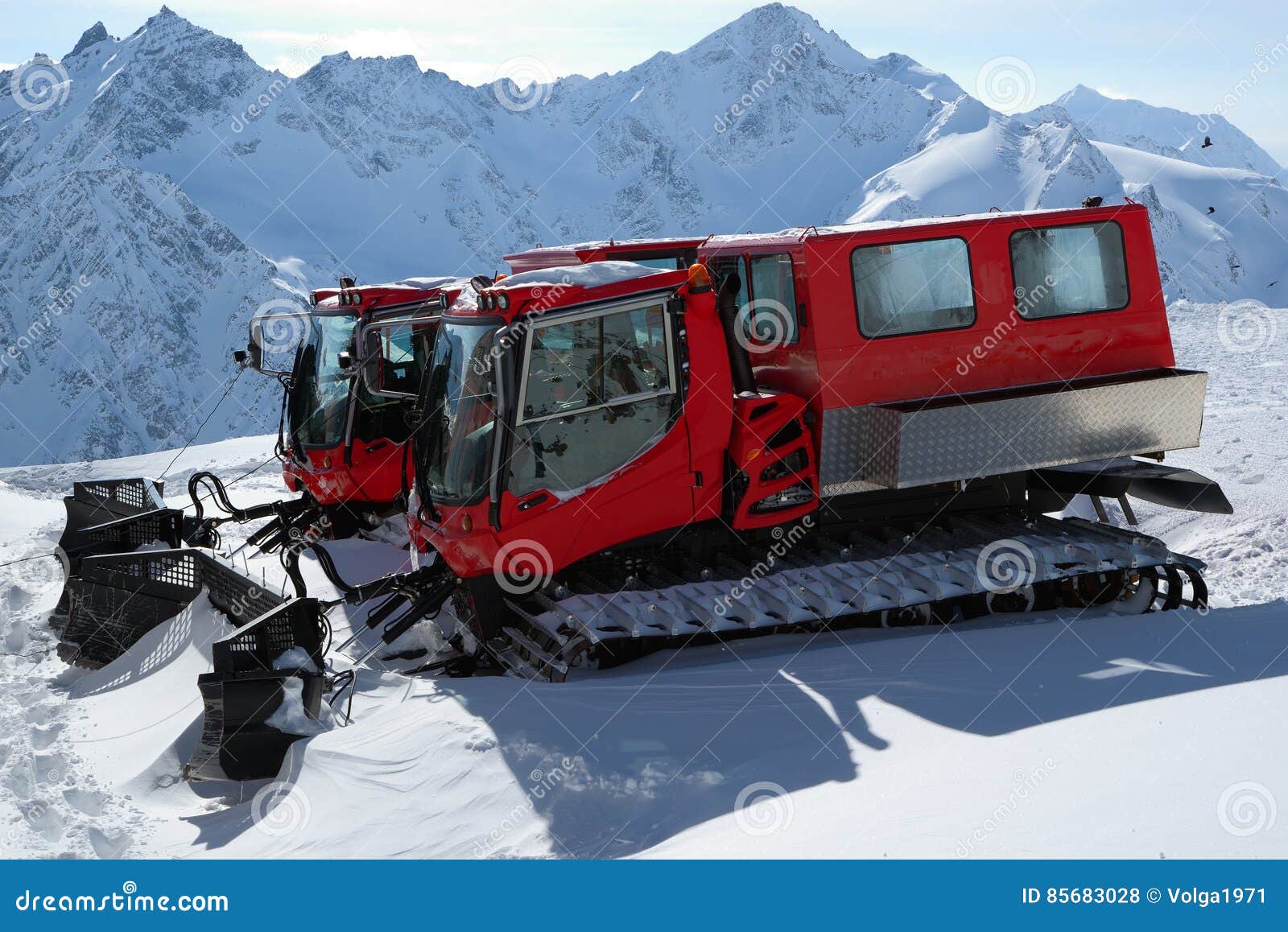 Two snowcat stock photo. Image of recreation, trail, preparation - 85683028