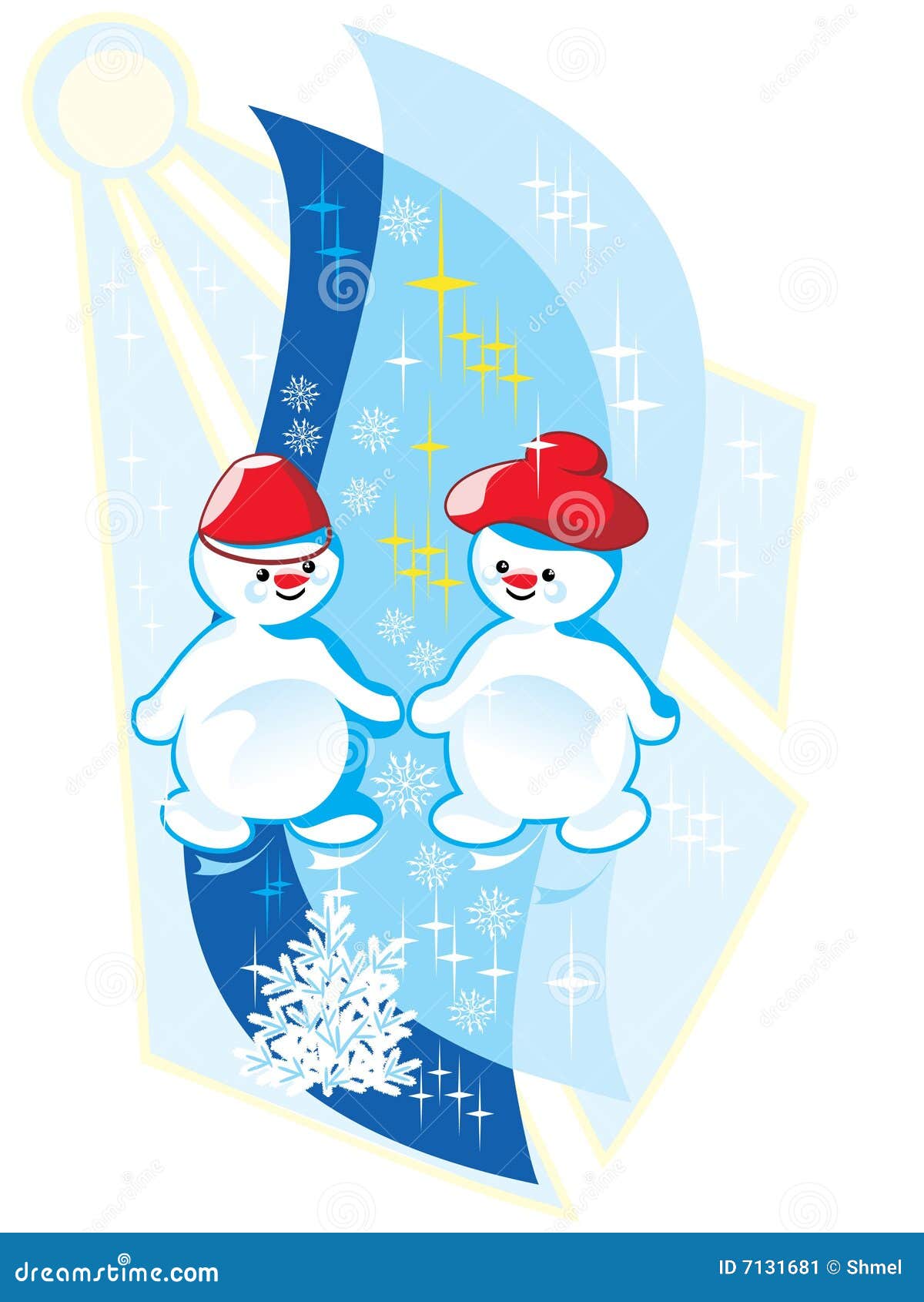 Two snowman stock vector. Illustration of vector, blue - 7131681