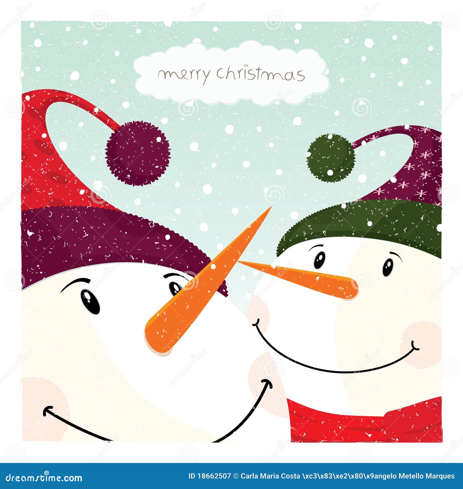 Two snowman_card stock vector. Illustration of emotional - 18662507