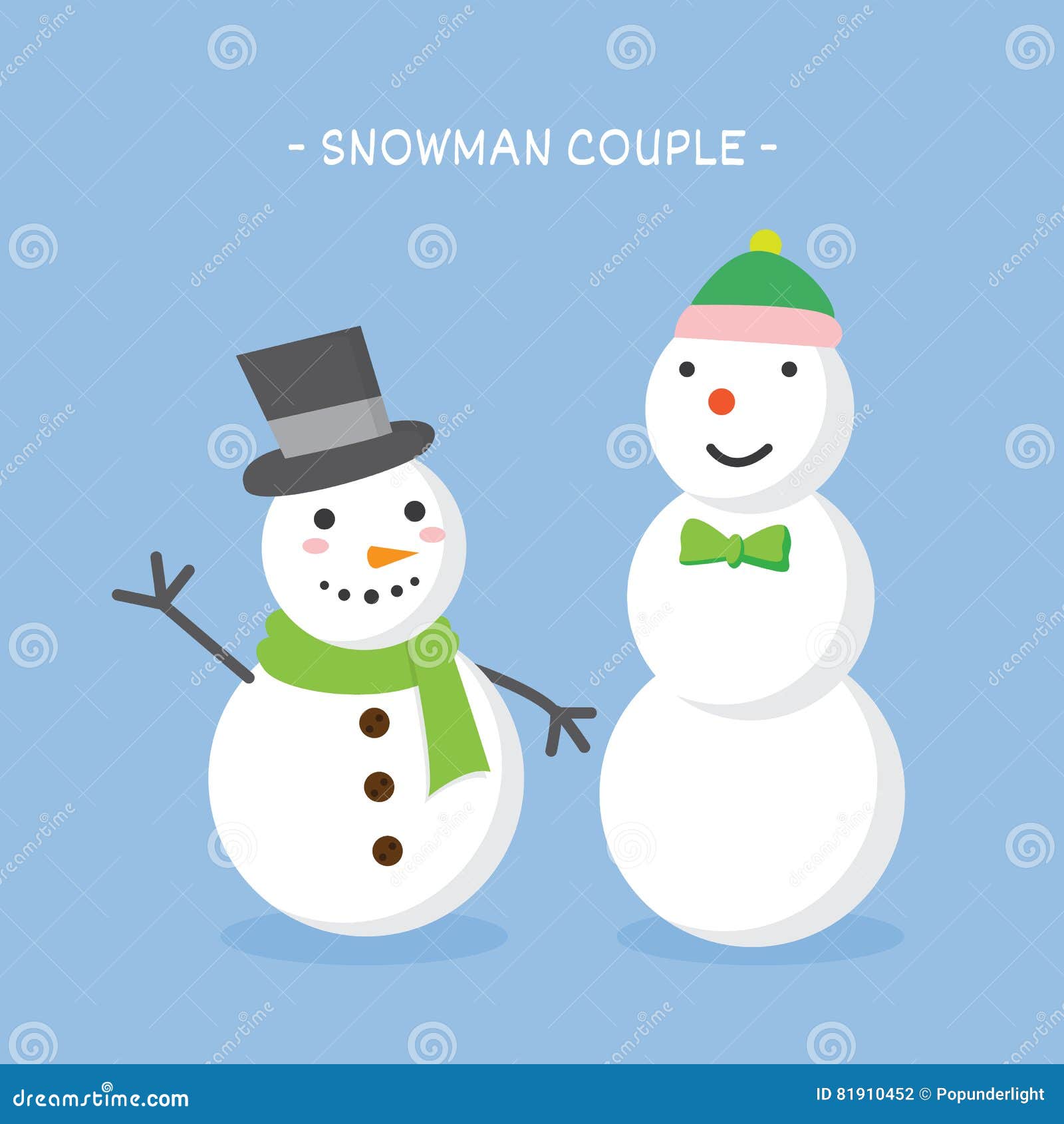 Two Snowman, Vector Illustration. Stock Vector - Illustration of gift ...