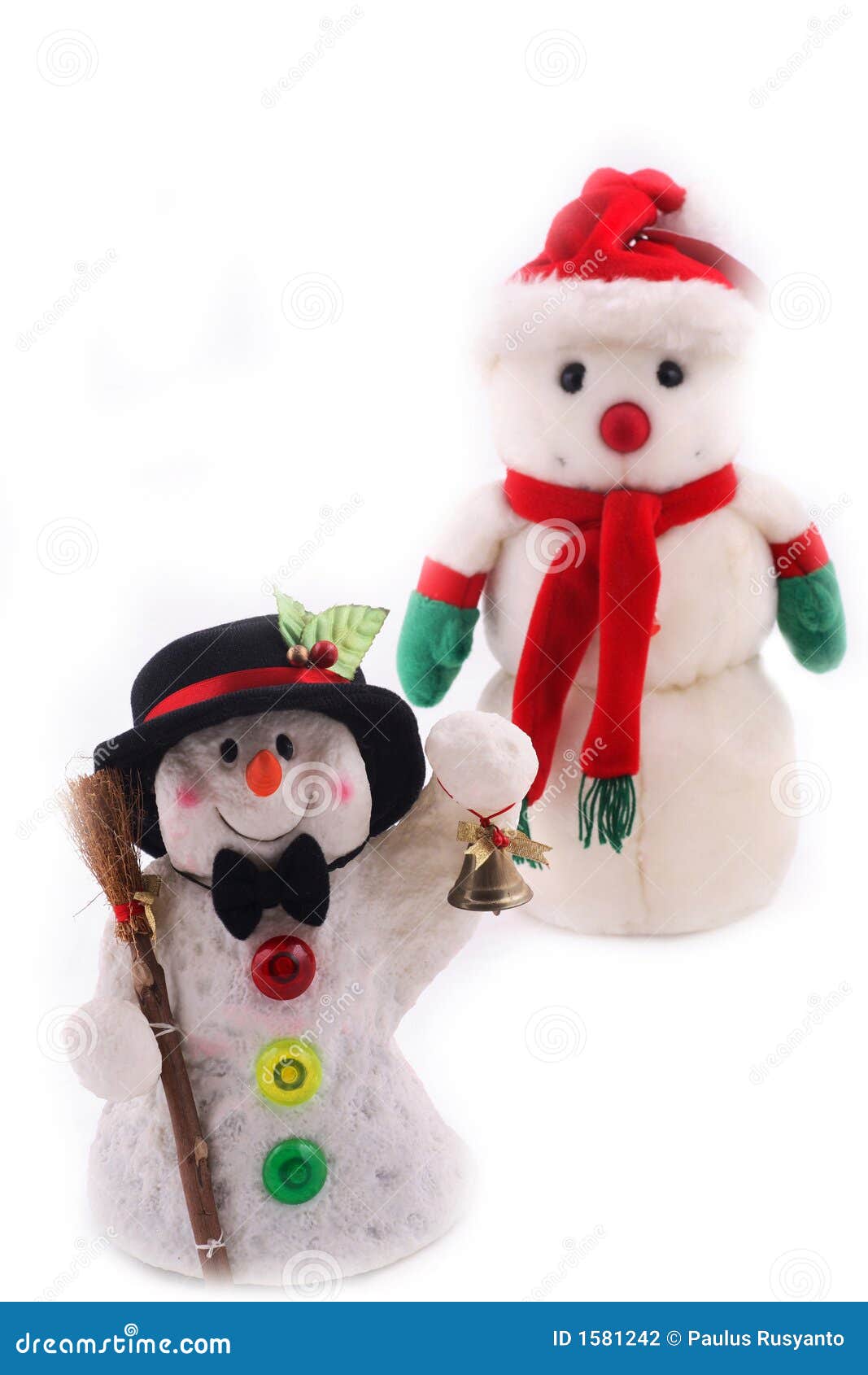 Two Snowmen stock photo. Image of snow, mistletoe, greeting - 1581242