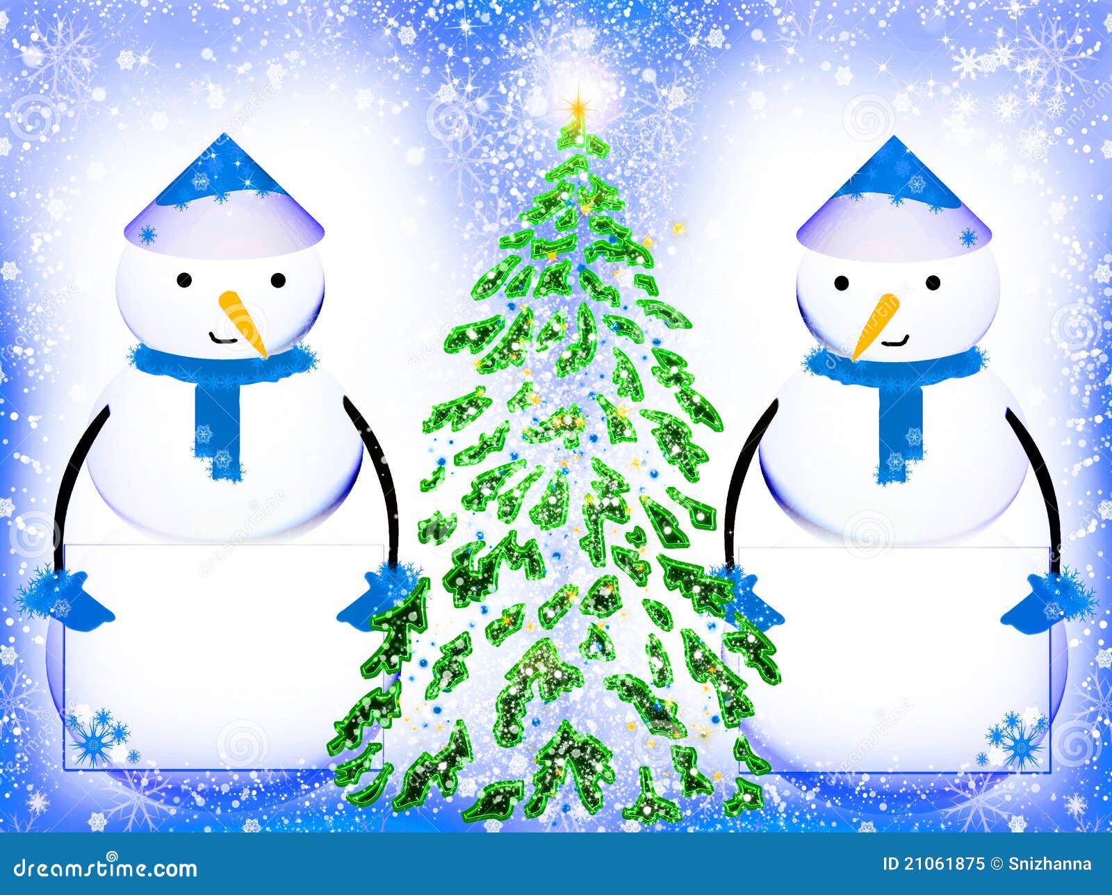 Two snowmen stock illustration. Illustration of cold - 21061875