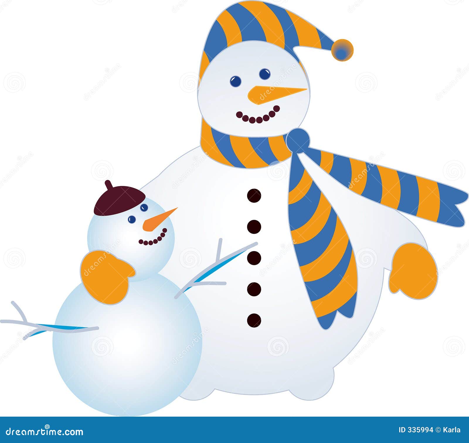 Two snowmen stock vector. Illustration of nose, arms, january - 335994