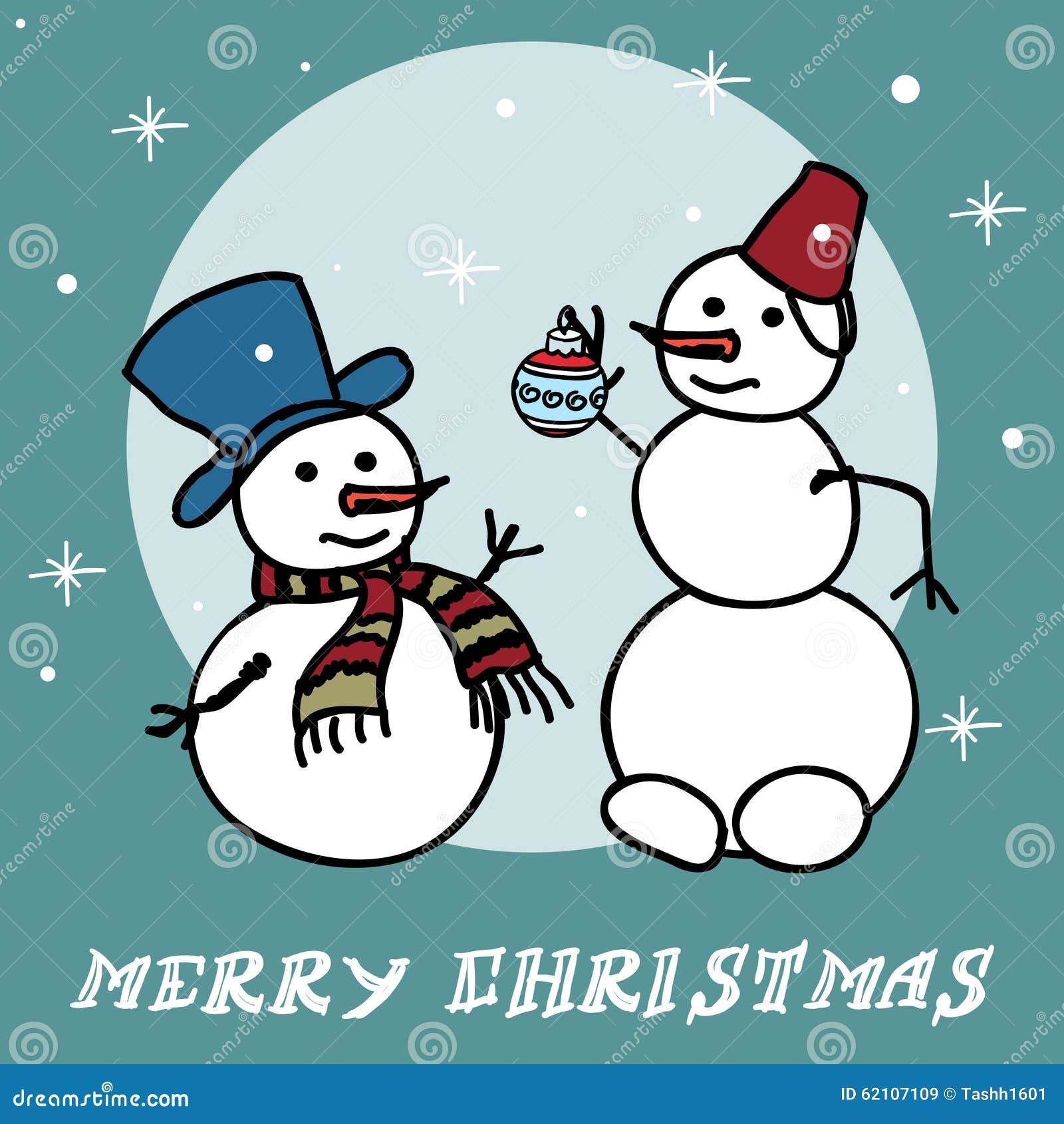 Two snowmen doodles stock vector. Illustration of characters - 62107109