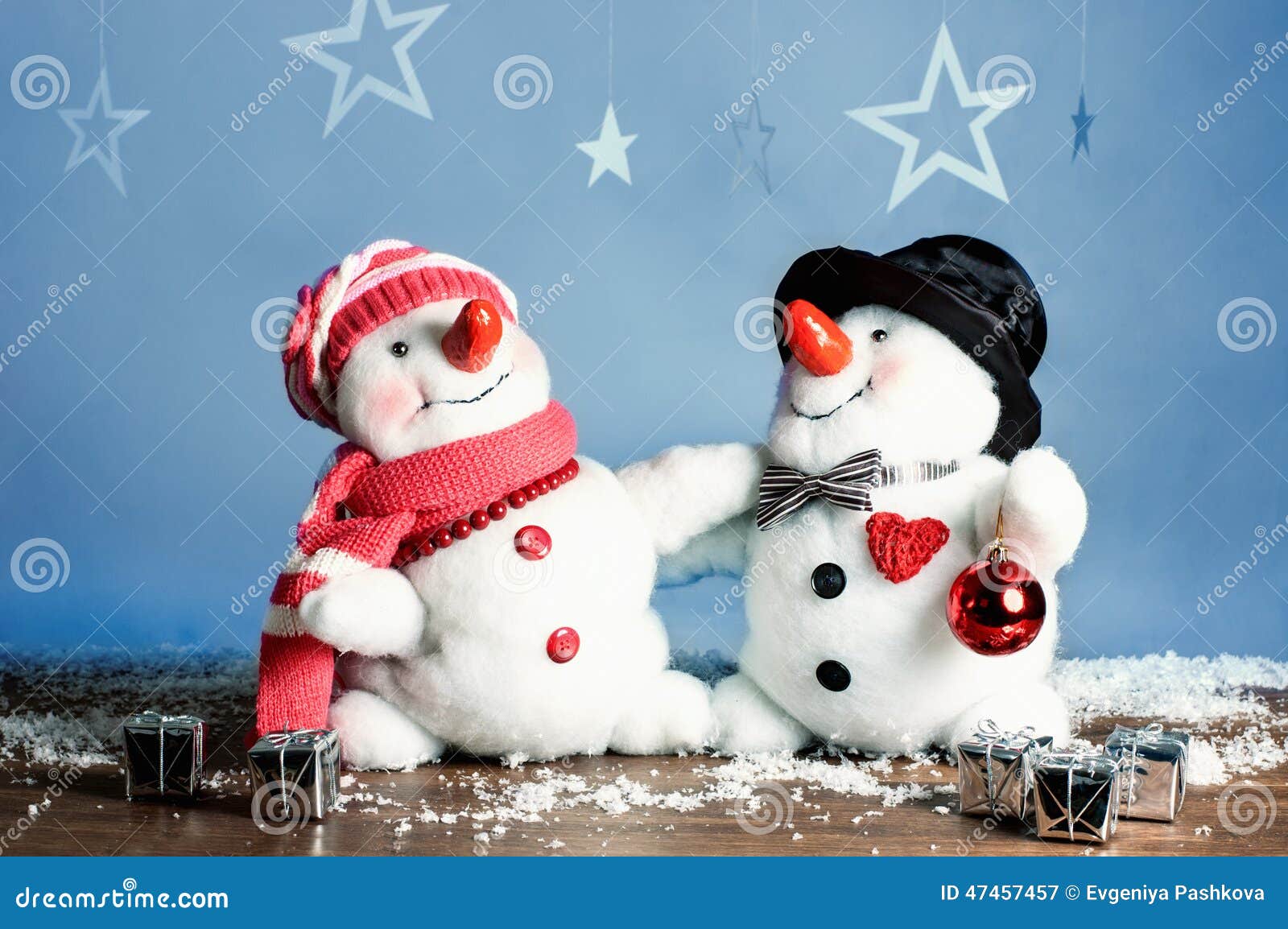 Two Snowmen - a Lovely Couple Stock Image - Image of idyllic ...
