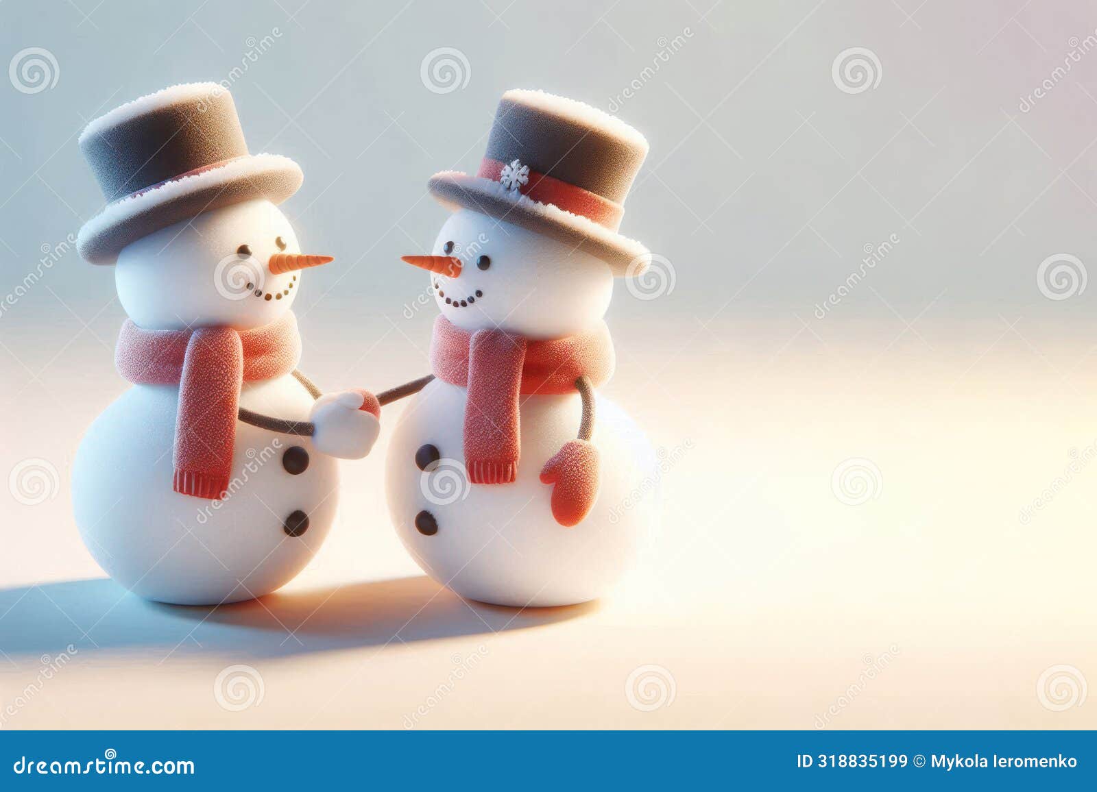 Two Snowmen Shaking Hands. Space for Text. Stock Image - Image of snowy ...